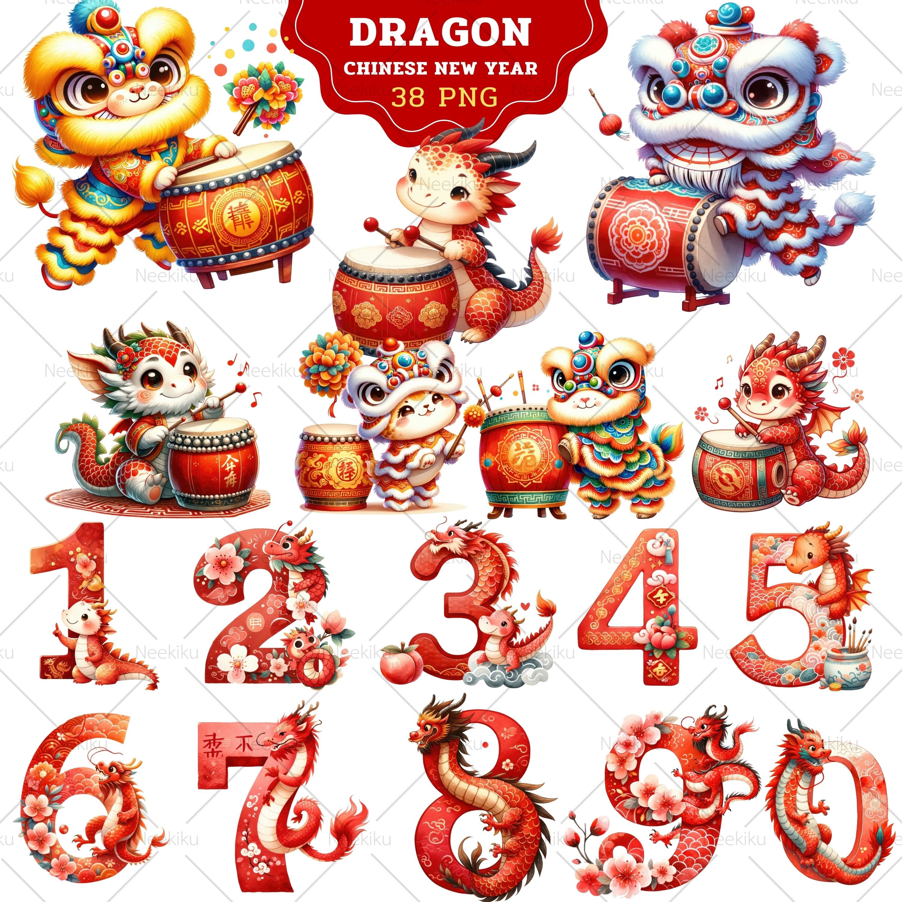 2024 Cute Dragon Clipart, Chinese Lunar New Year, Chinese New Year ...