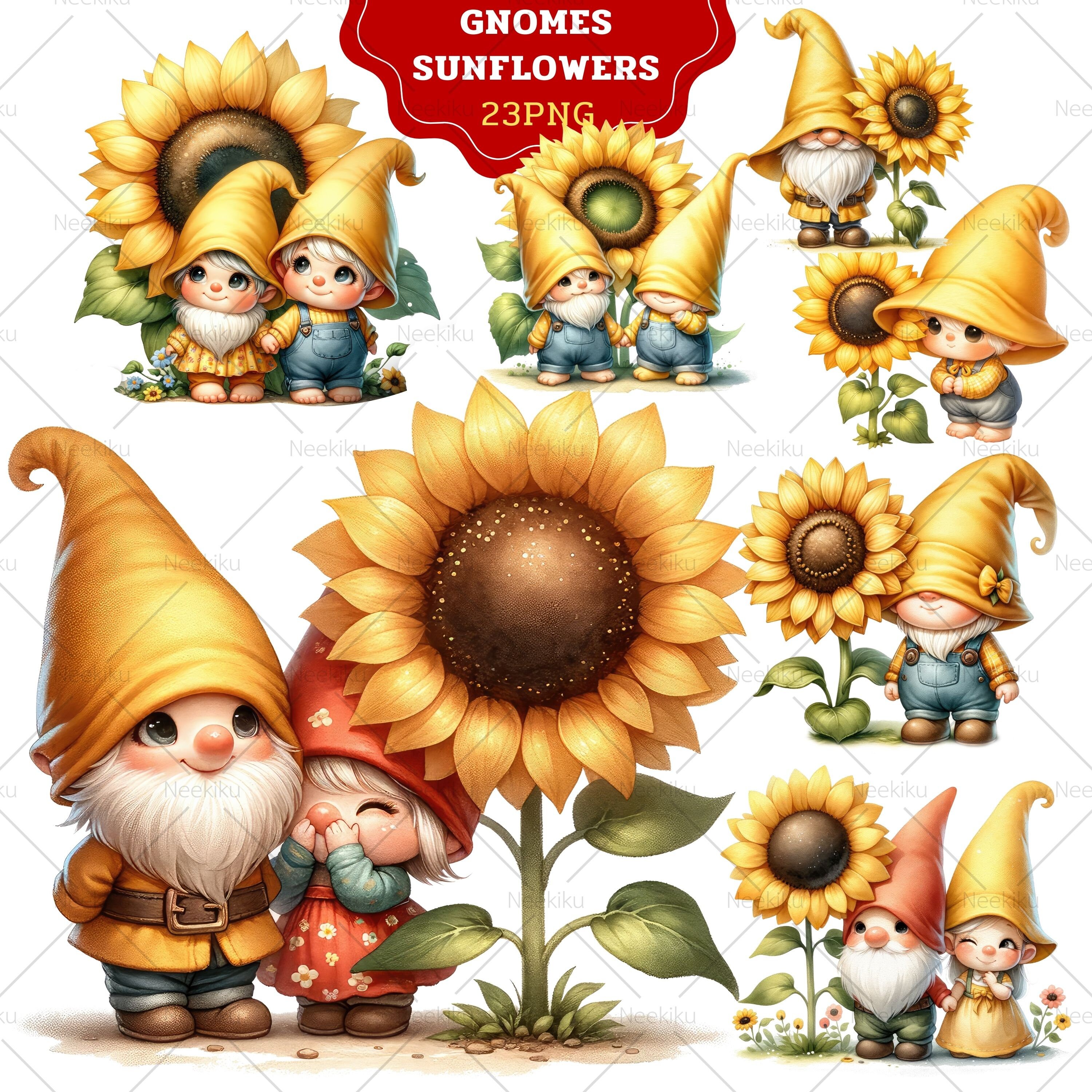 Sunflower Gnome PNG Clipart, Garden Gnome Cute Watercolor Clipart ...