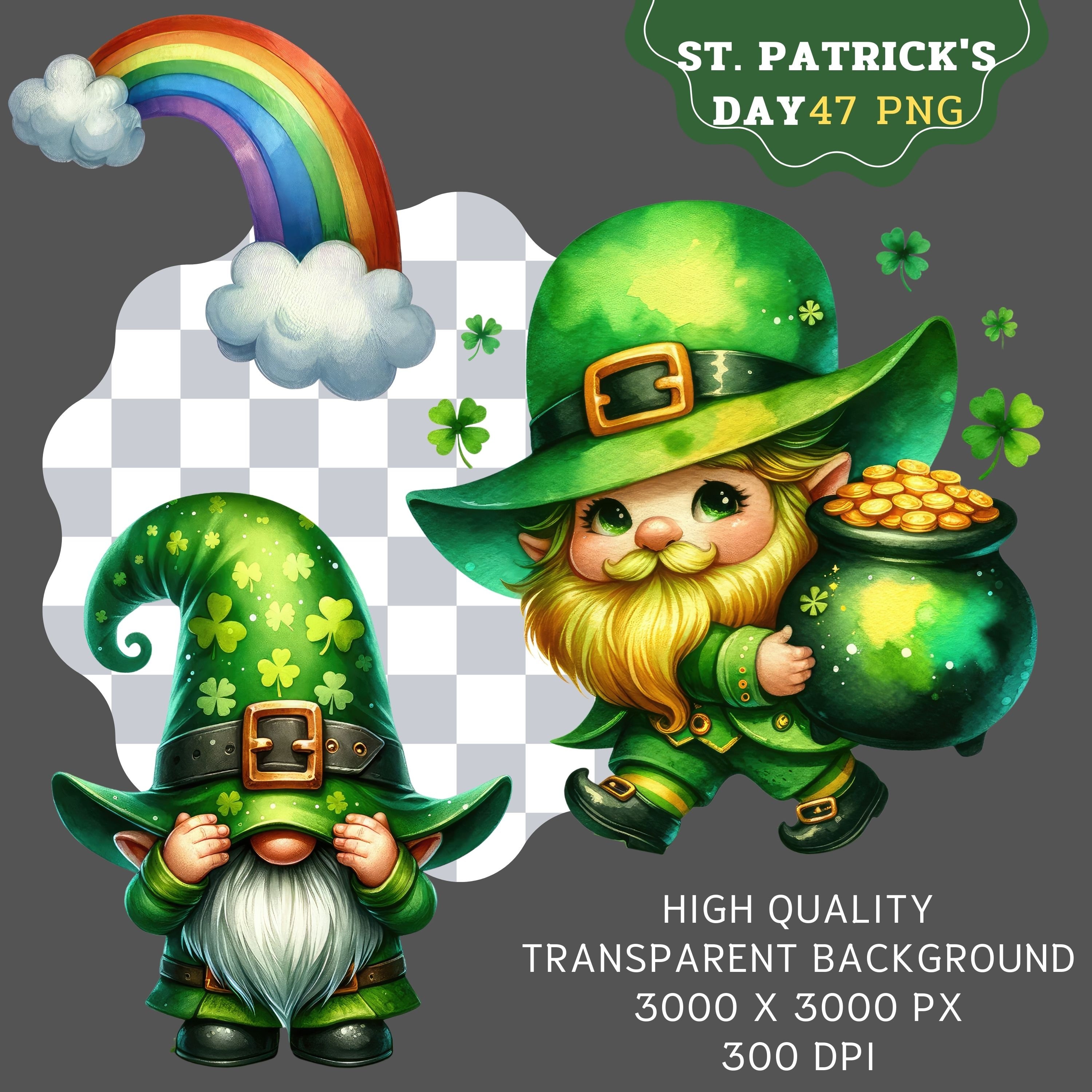 Gnome St. Patrick's Day Clipart,nshamrock , Leprechaun Clipart, Hand ...
