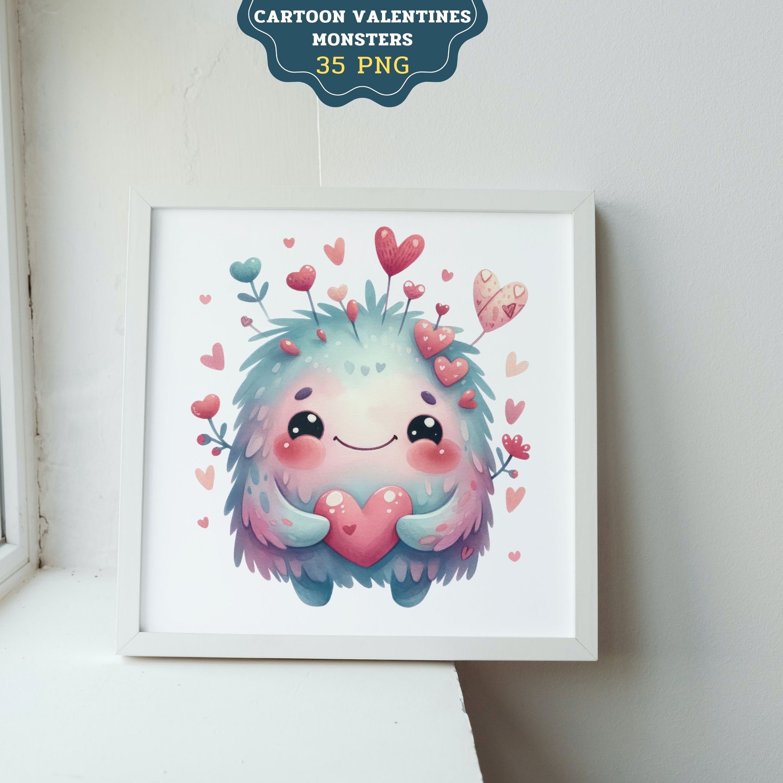 Cute Cartoon Valentines Monsters Clipart, Monsters in Love, Valentines ...