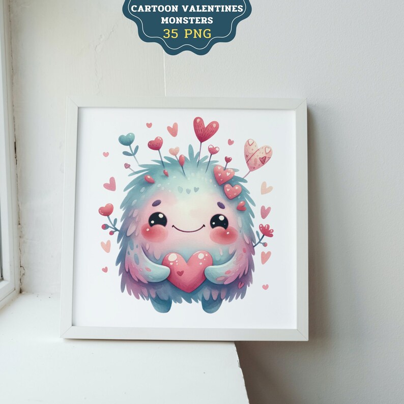 Cute Cartoon Valentines Monsters Clipart, Monsters in Love, Valentines ...