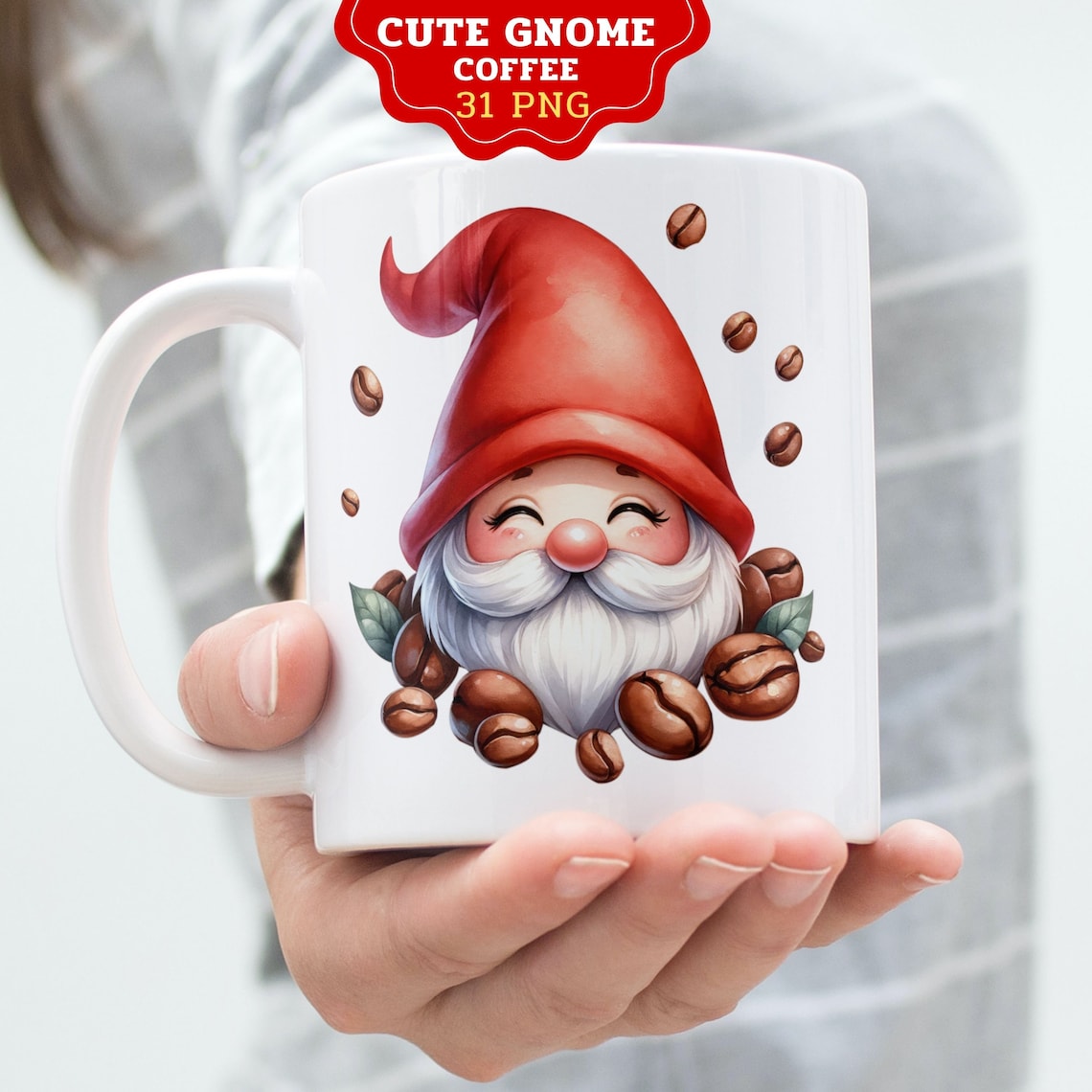 Red Coffee Gnome PNG, Coffee Gnome Sublimation, Coffee Gnome Watercolor ...