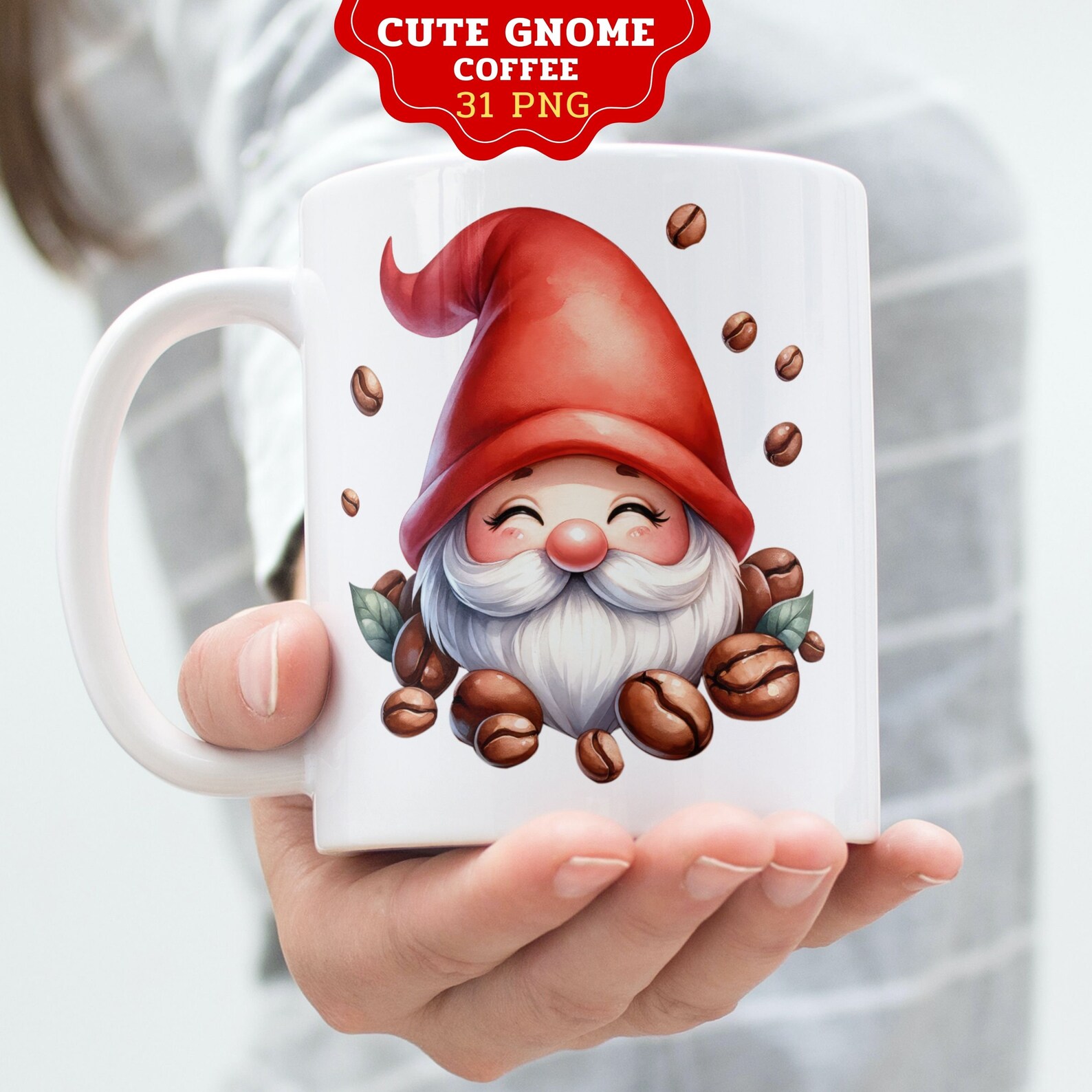 Red Coffee Gnome PNG, Coffee Gnome Sublimation, Coffee Gnome Watercolor ...