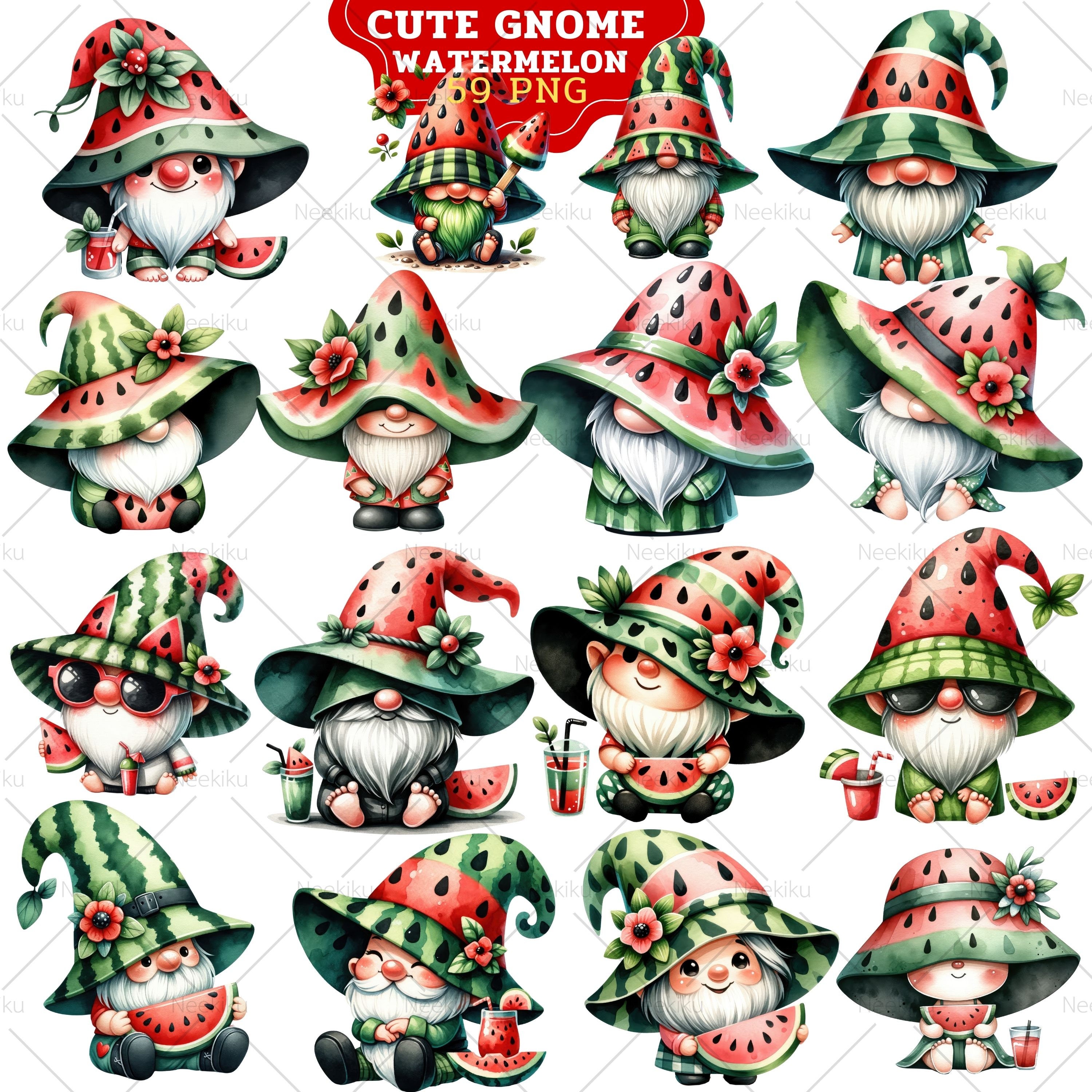 Watermelon Gnomes Png Sublimation, Watermelon Gnomes Watercolor Clipart ...