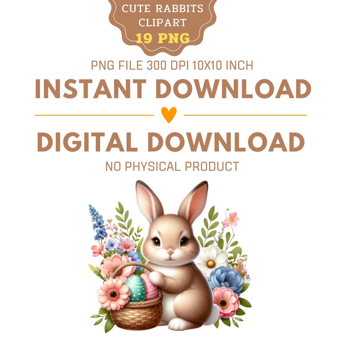 Floral Bunnies Clipart, Bunnies Clipart, Nursery Spring Clipart, Easter ...