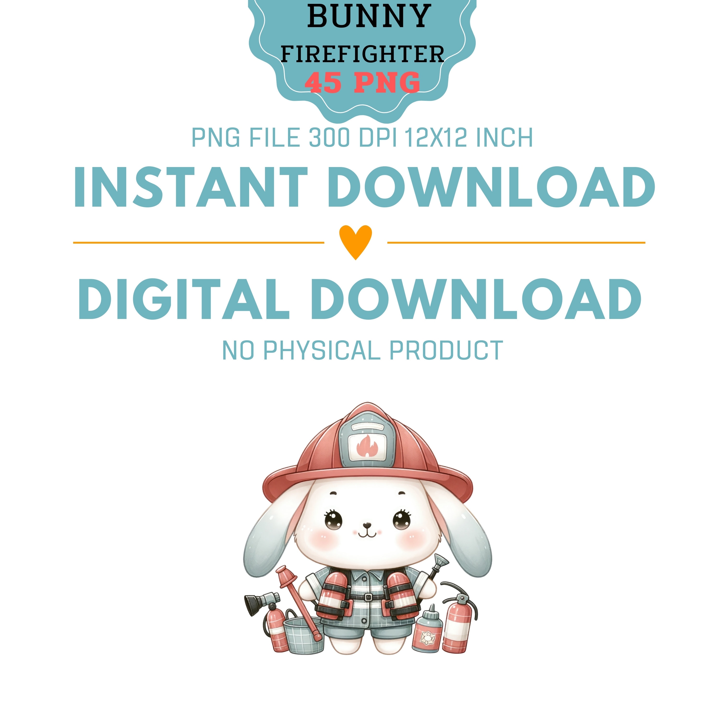 Brave Bunny Firefighter Clipart, Firefighter Collection, Heroic Bunny ...
