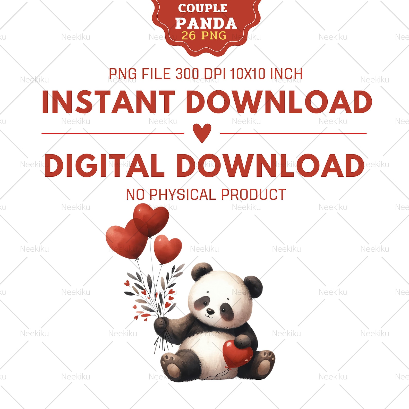 Valentine Cute Panda Clipart, Valentine Panda Clipart, Love Clipart ...