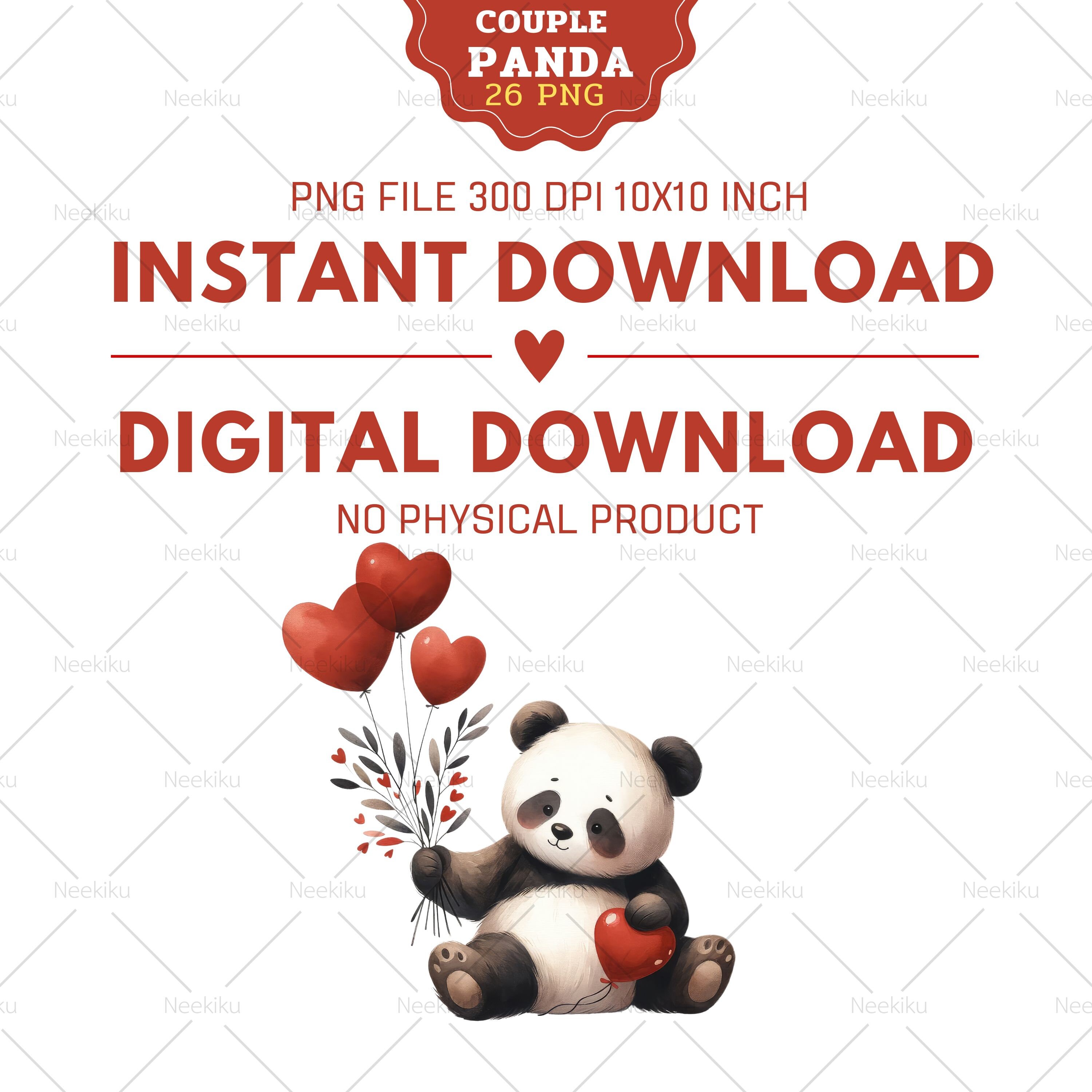 Valentine Cute Panda Clipart, Valentine Panda Clipart, Love Clipart ...