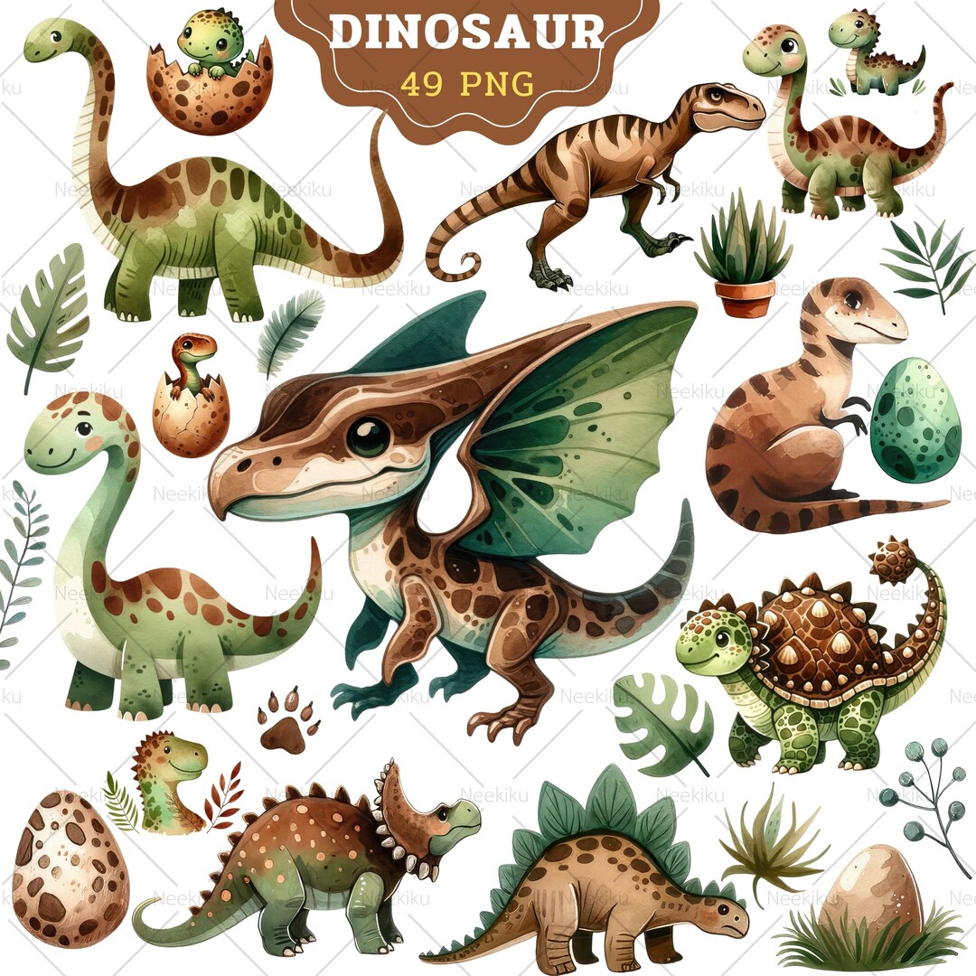 Watercolor Dinosaur Clipart Collection, Nursery Clipart, Baby Boy ...