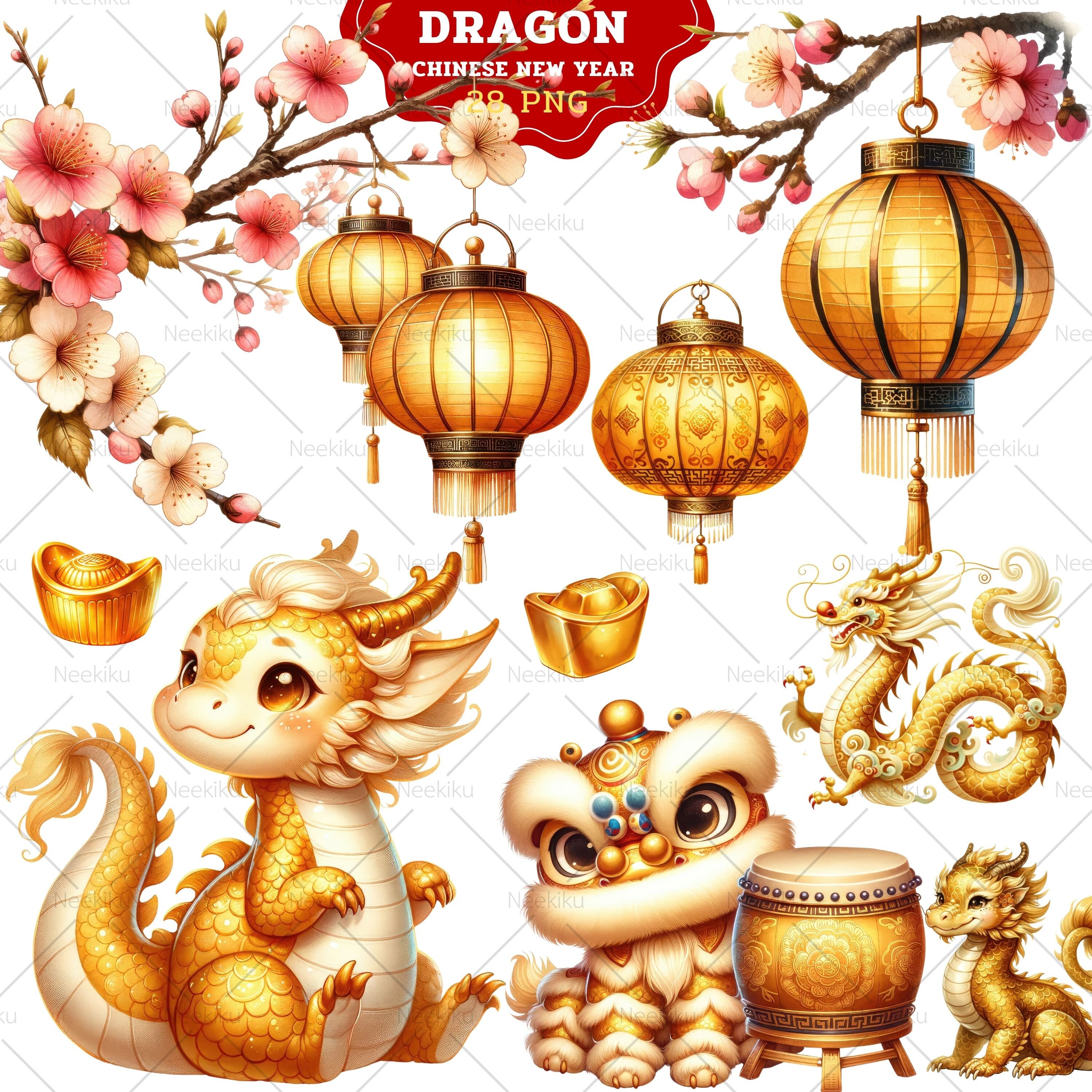 2024 Cute Dragon Clipart, Dragon for Kids, Chinese Lunar New Year ...