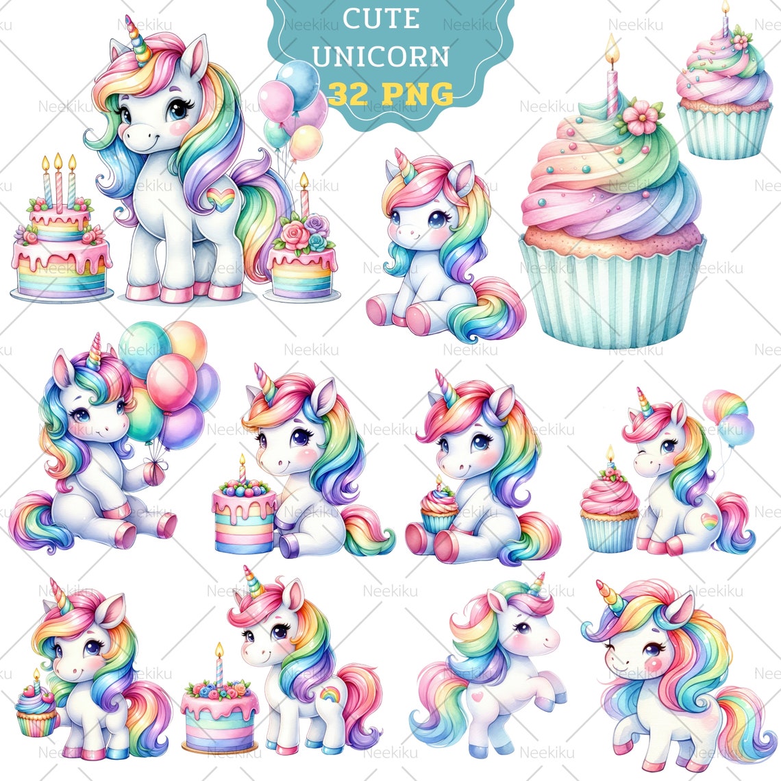 Cute Unicorn Clipart, Unicorn Png, Unicorn Clipart, Unicorn Birthday ...