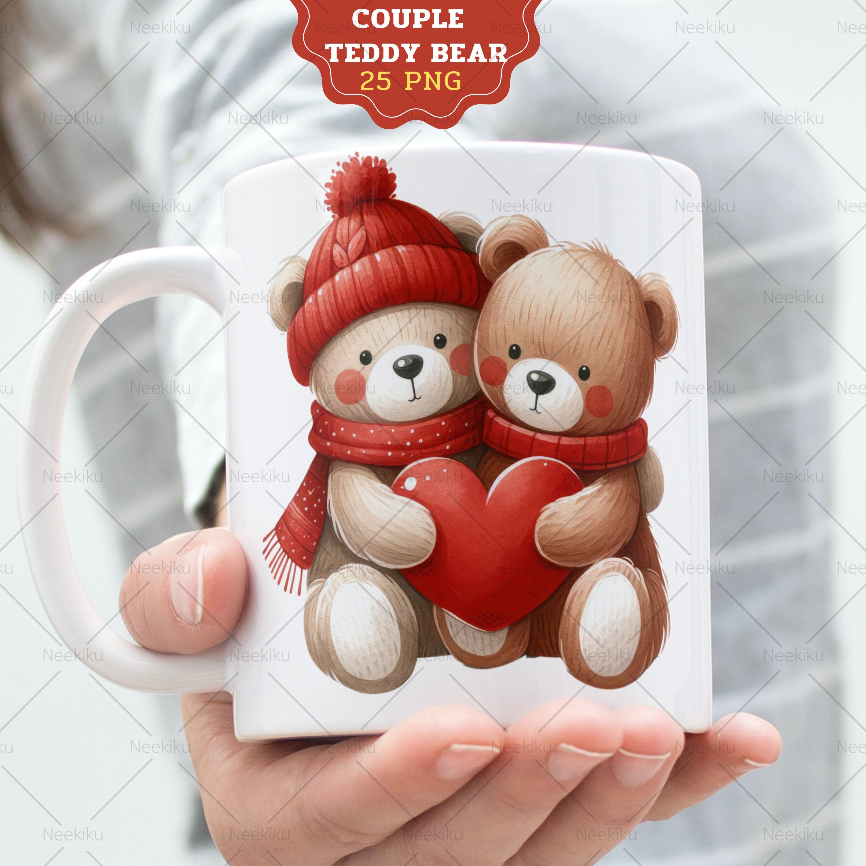 Couple Bear Clipart, Teddy in Love PNG, Teddy Bear Watercolor ...