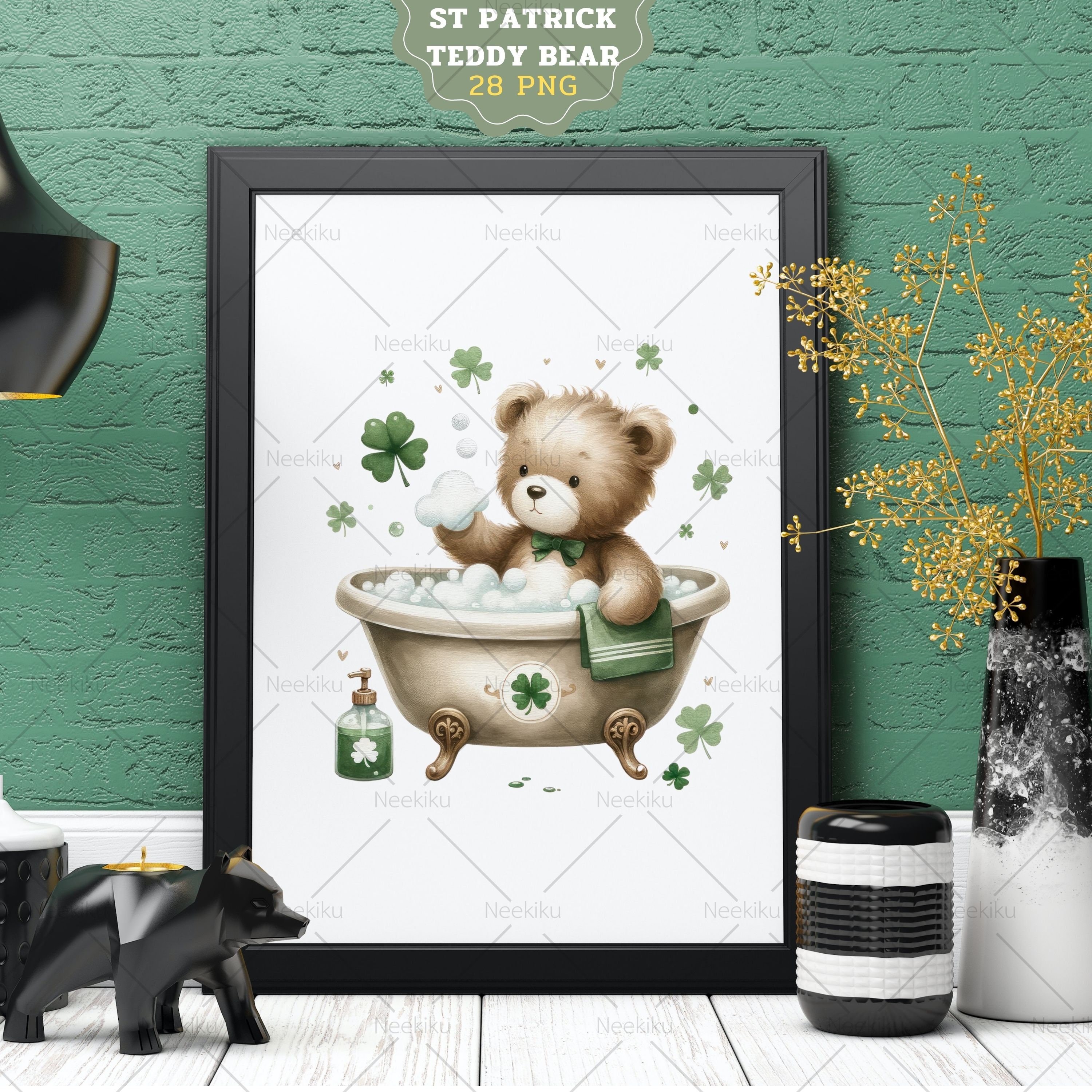 St Patrick Teddy Bear Clipart, St Patrick Minimalist Style, Teddy Bear ...