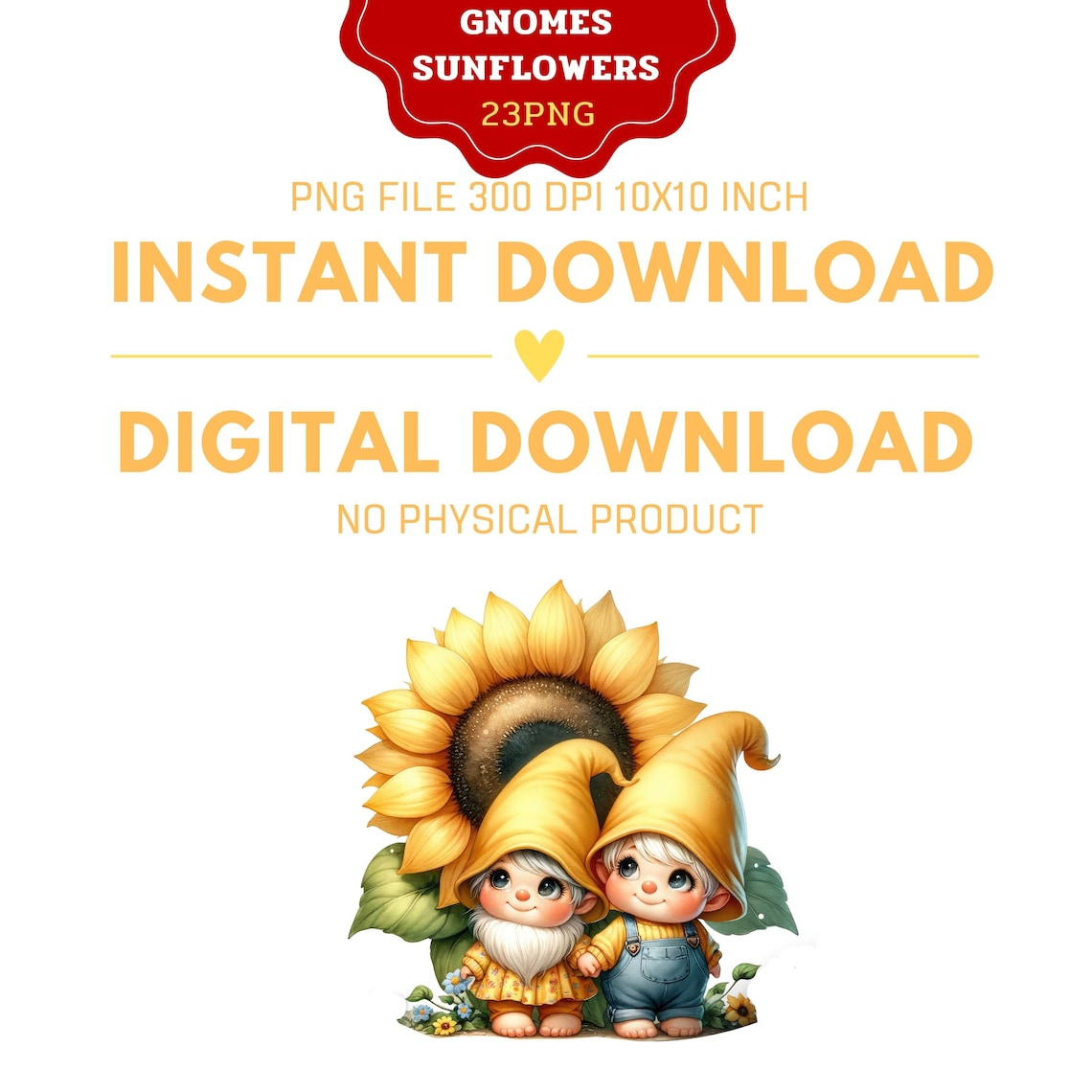 Sunflower Gnome PNG Clipart, Garden Gnome Cute Watercolor Clipart ...