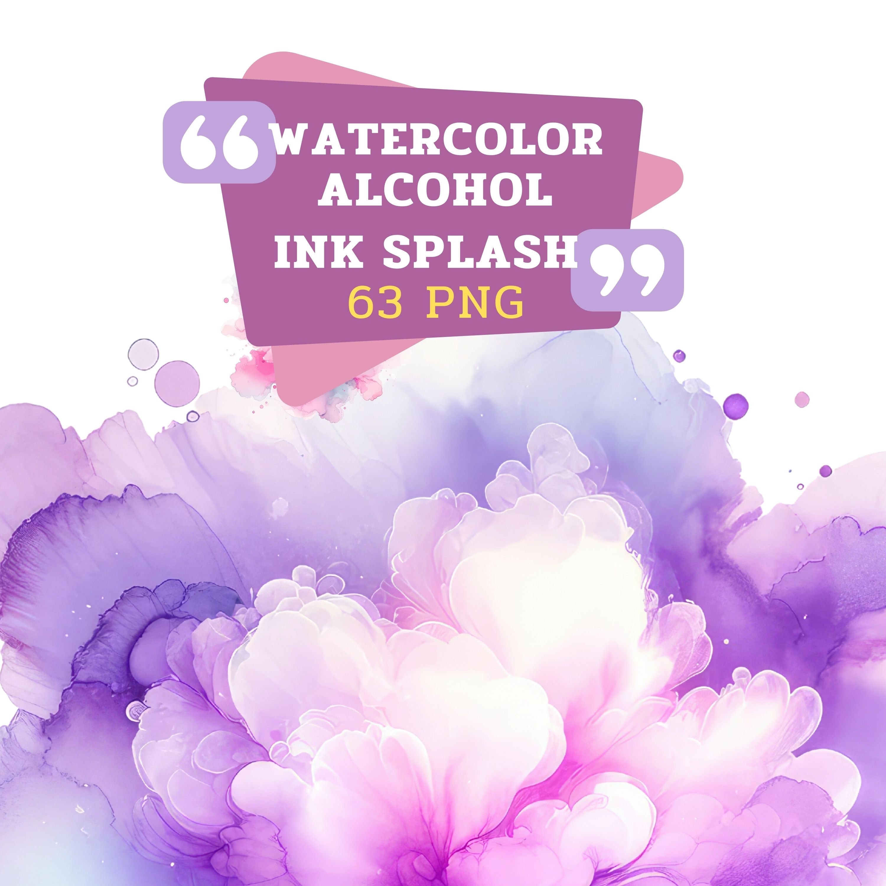 63 Pastel Watercolor Alcohol Ink Splash Clipart, Paint Splatter PNG ...