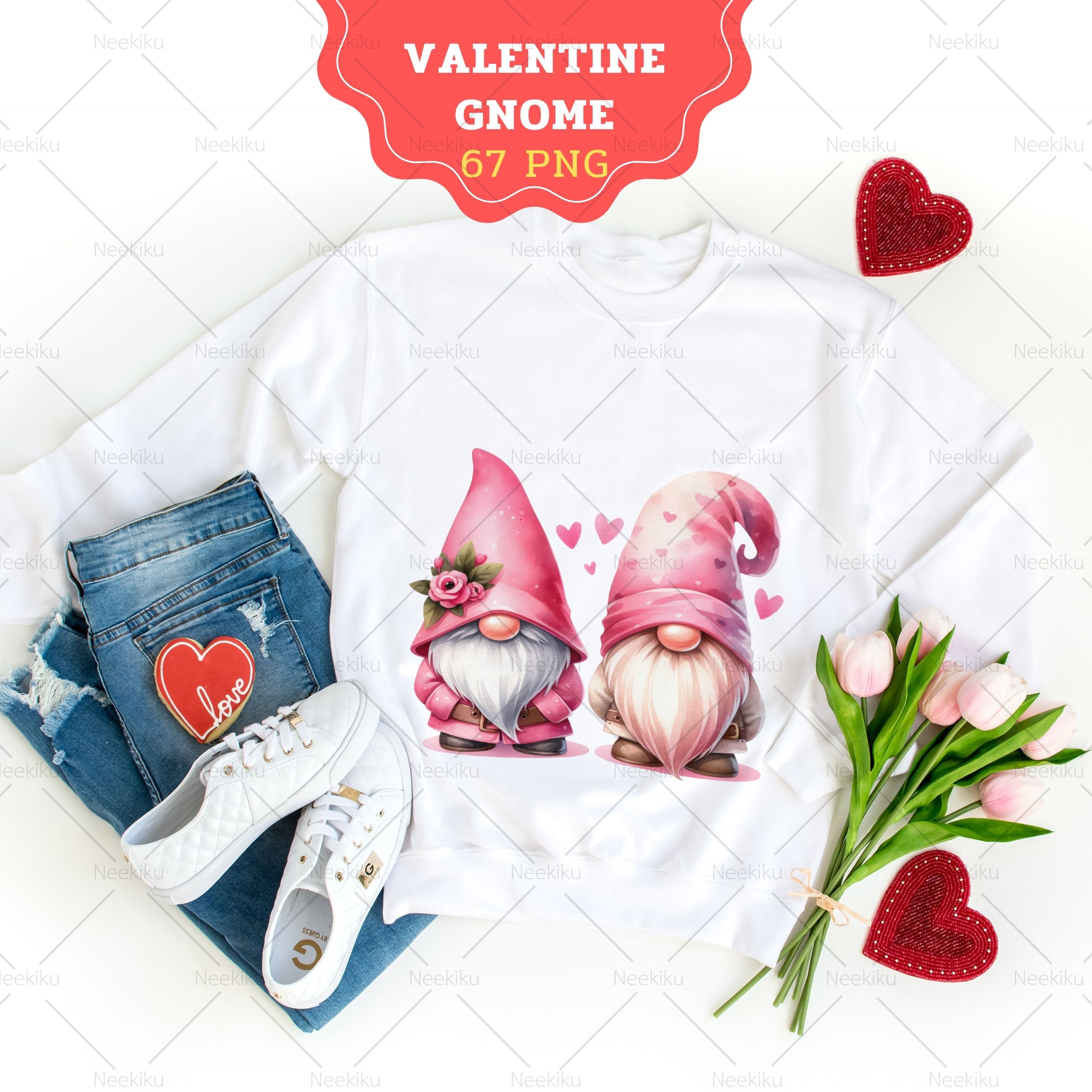 Watercolor Valentines Gnomes Clipart, Gnomes PNG, Valentines Day ...