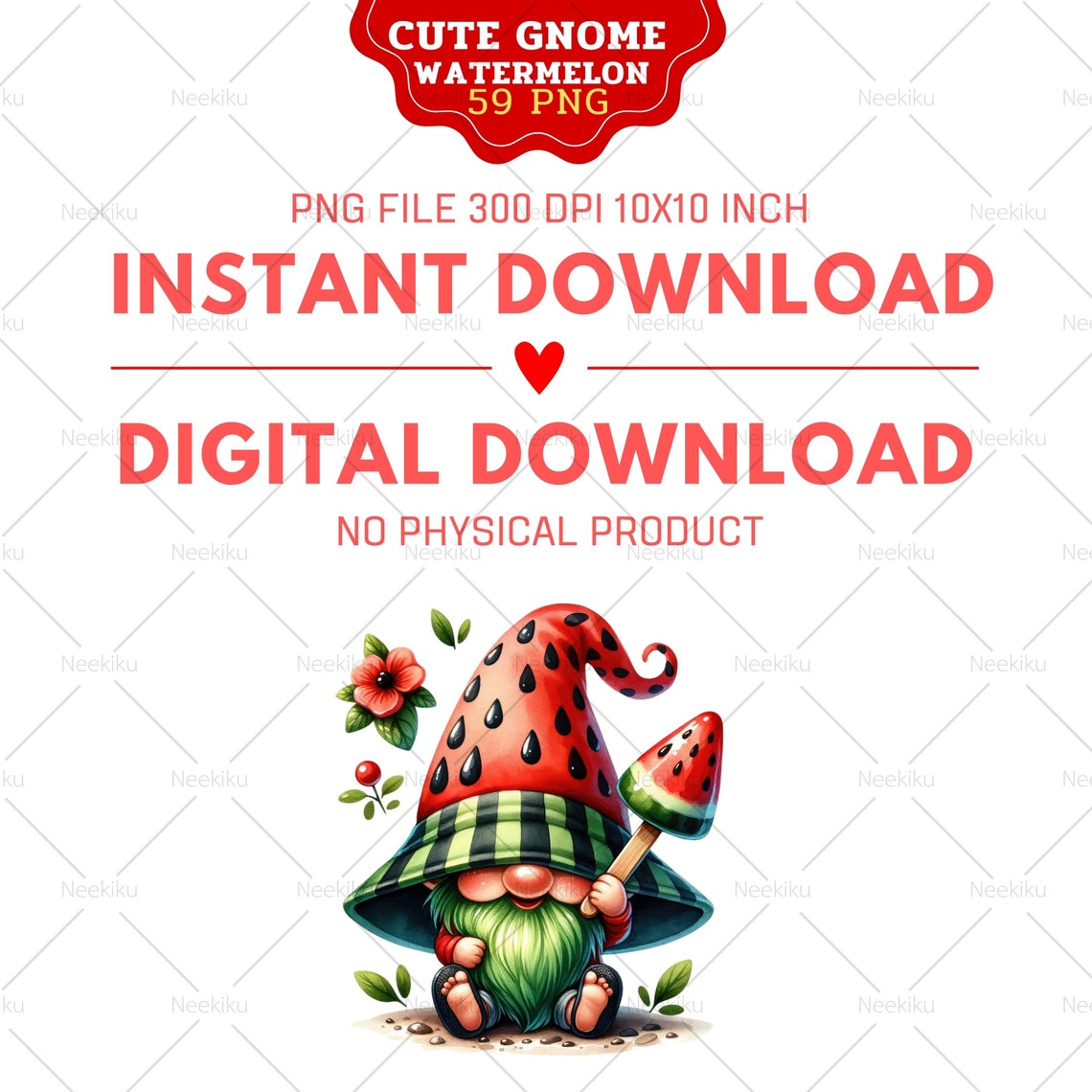 Watermelon Gnomes Png Sublimation, Watermelon Gnomes Watercolor Clipart ...