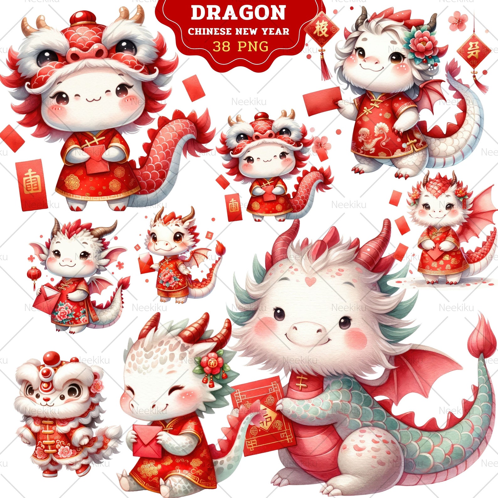 2024 Cute Dragon Clipart, Chinese Lunar New Year, Chinese New Year ...