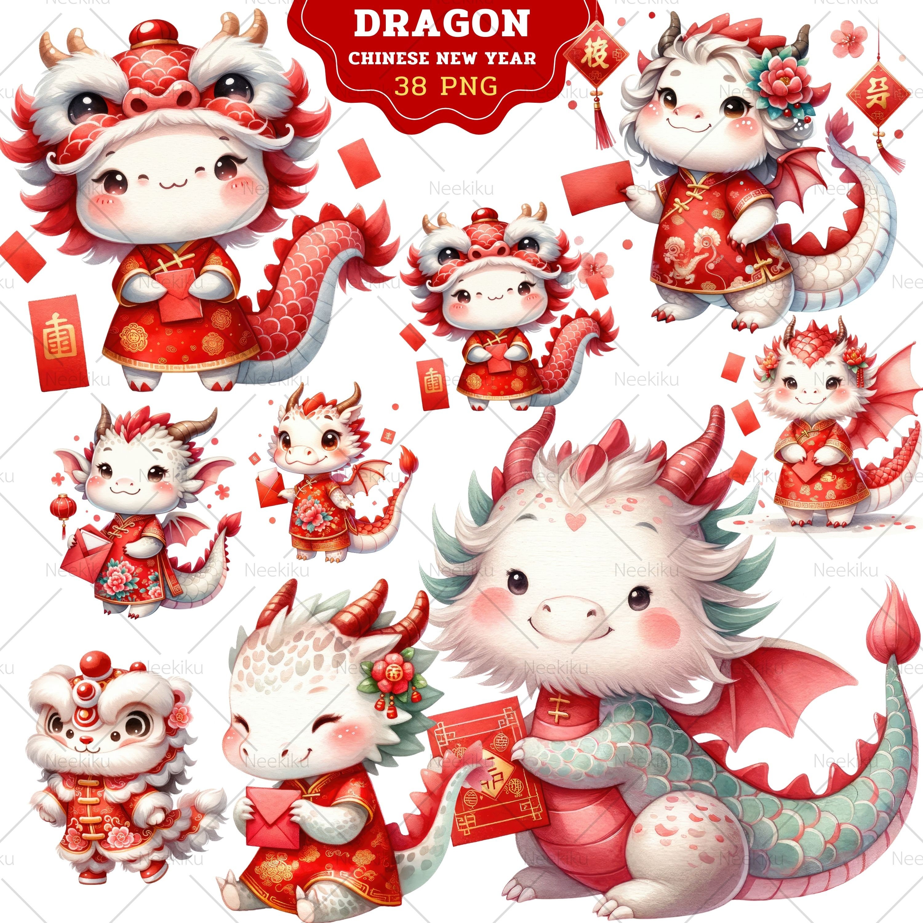 2024 Cute Dragon Clipart, Chinese Lunar New Year, Chinese New Year ...