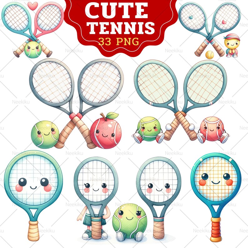 33 Tennis PNG Clipart Bundle, Watercolor Tennis Player, Tennis Clipart ...