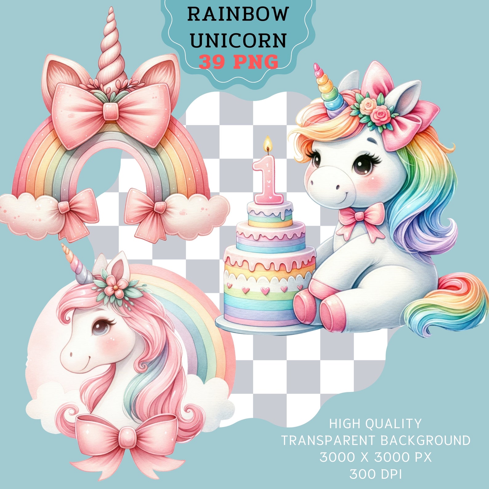 Rainbow Unicorn Clipart, Unicorn PNG, Magic Unicorn PNG, Nursery Art ...
