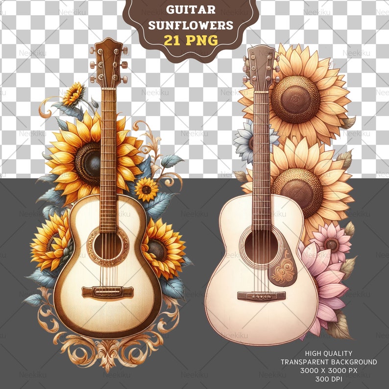 Guitar Sunflower Png, Western Png, Country Music Lover, Western ...