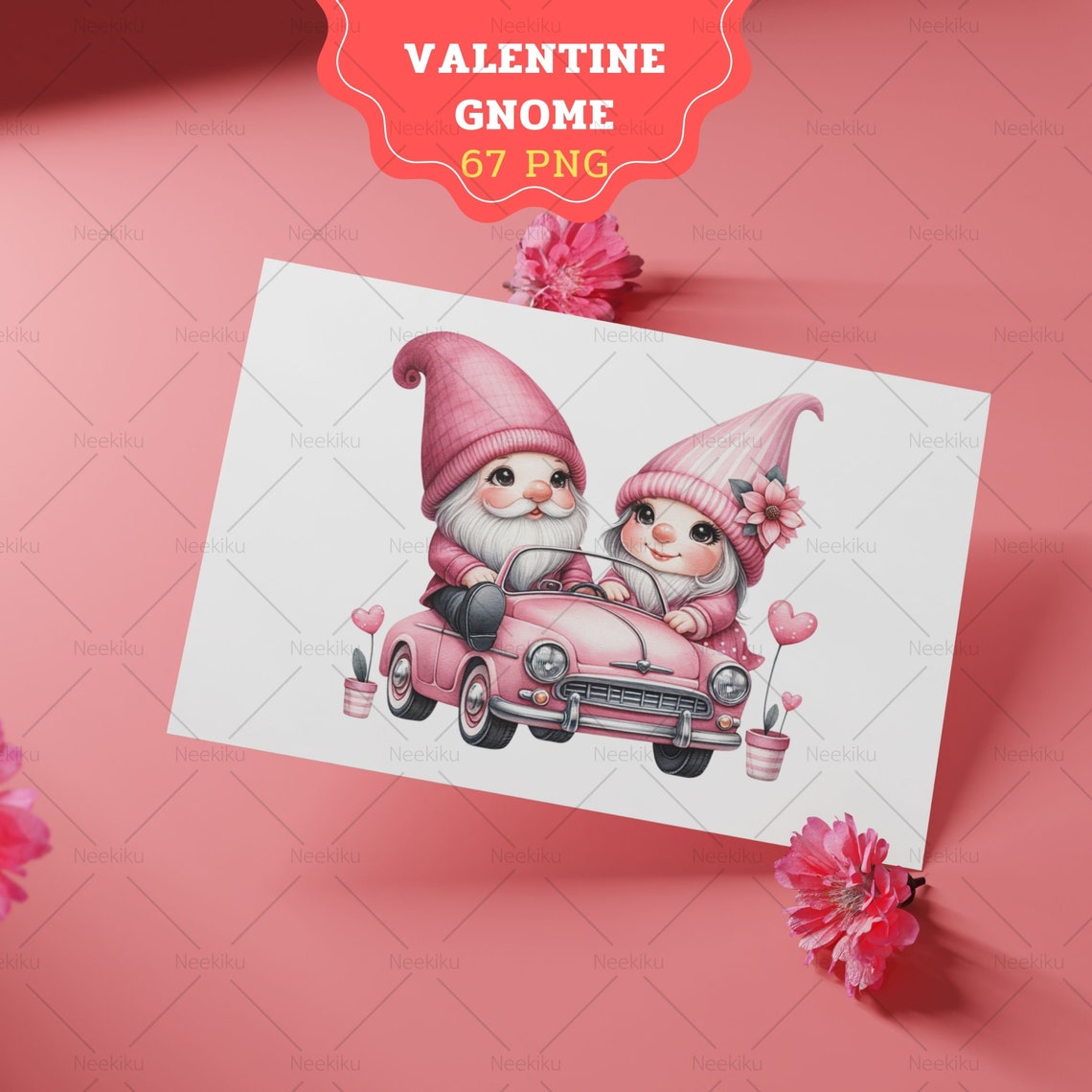 Watercolor Valentines Gnomes Clipart, Gnomes PNG, Valentines Day ...