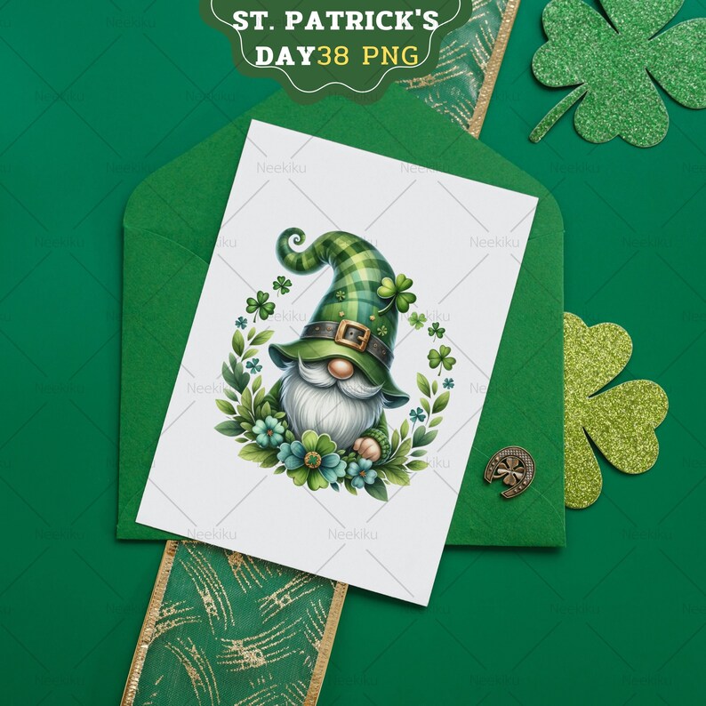 Watercolor St. Patrick's Day Gnomes Clipart: Irish Shamrock PNG ...