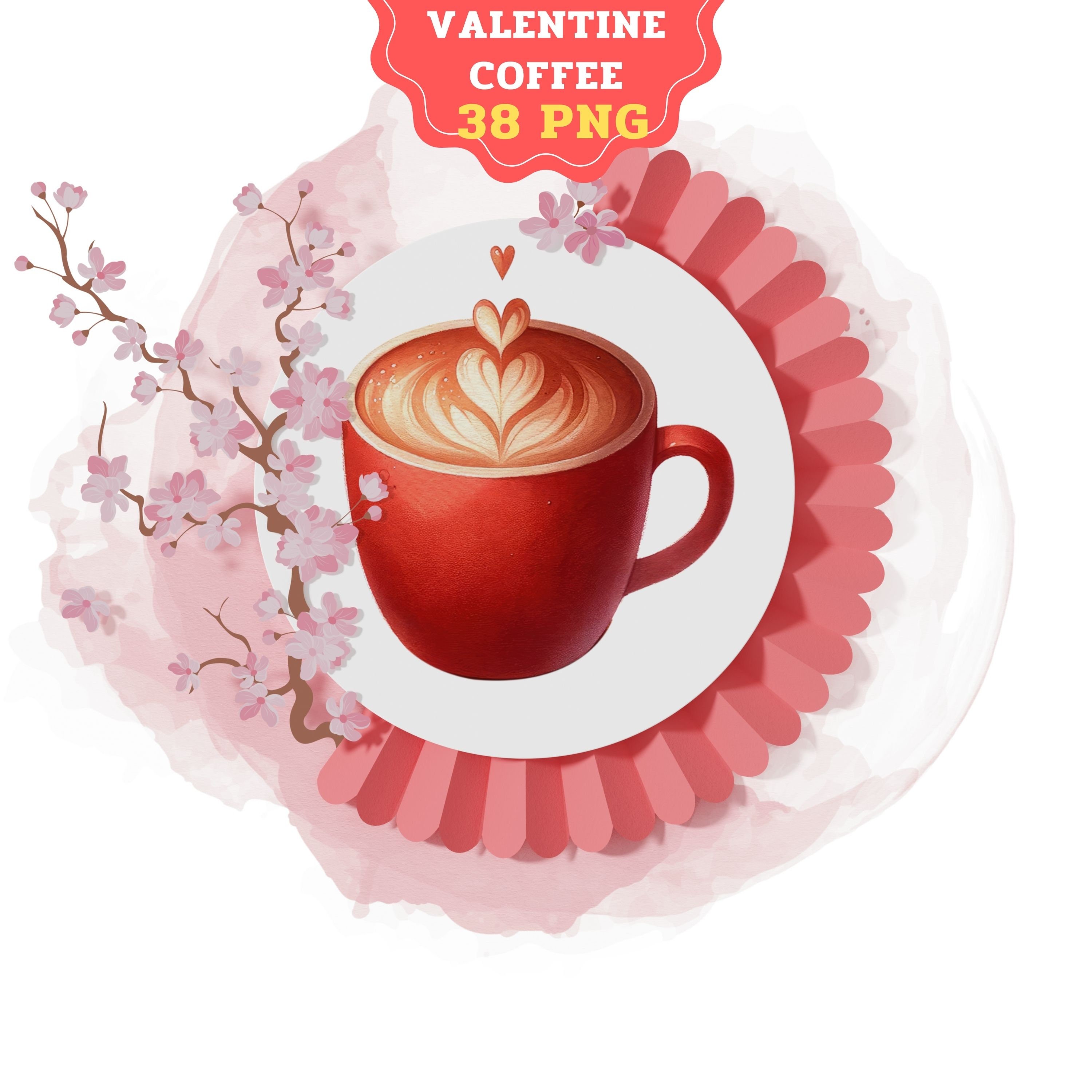 Valentine Coffee Clipart, Watercolor Coffee Mug, Coffee Lover, Latte ...