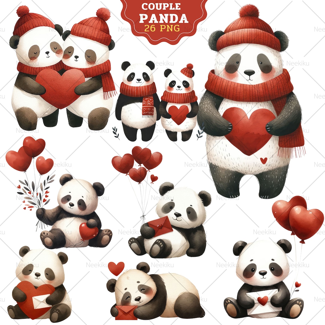 Valentine Cute Panda Clipart, Valentine Panda Clipart, Love Clipart ...