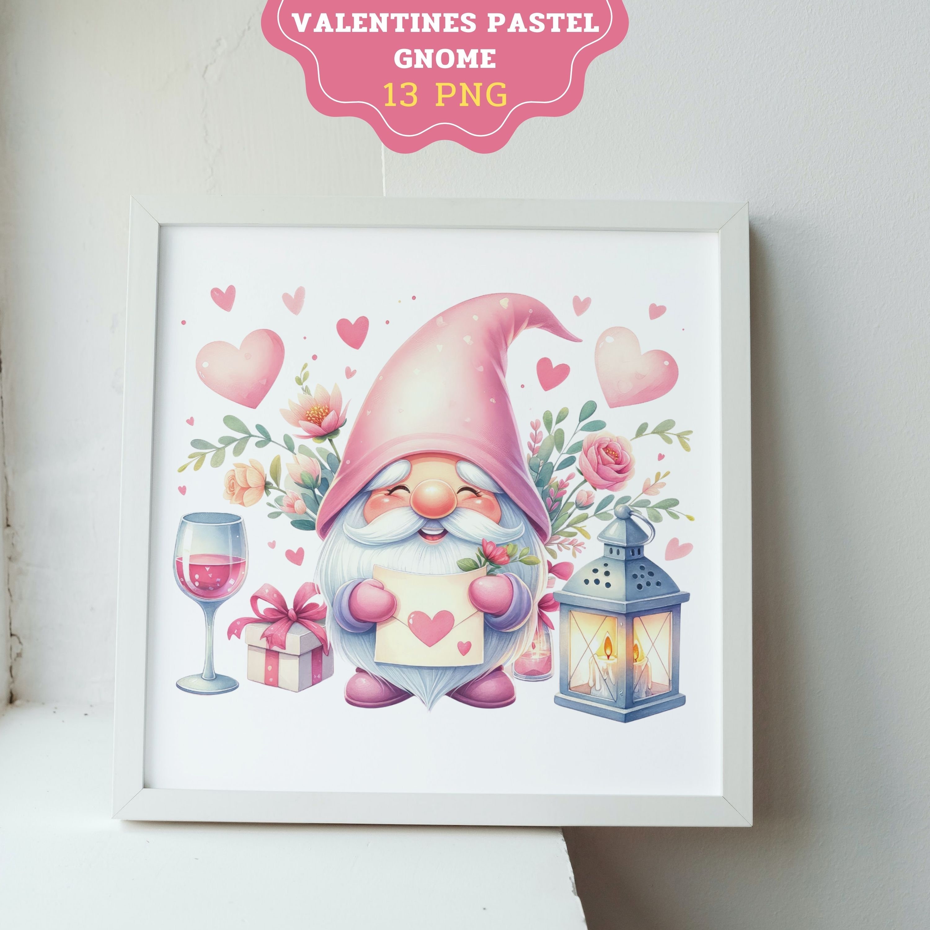Valentines Pastel Gnome Clipart, Valentines Clipart, Valentines Png ...