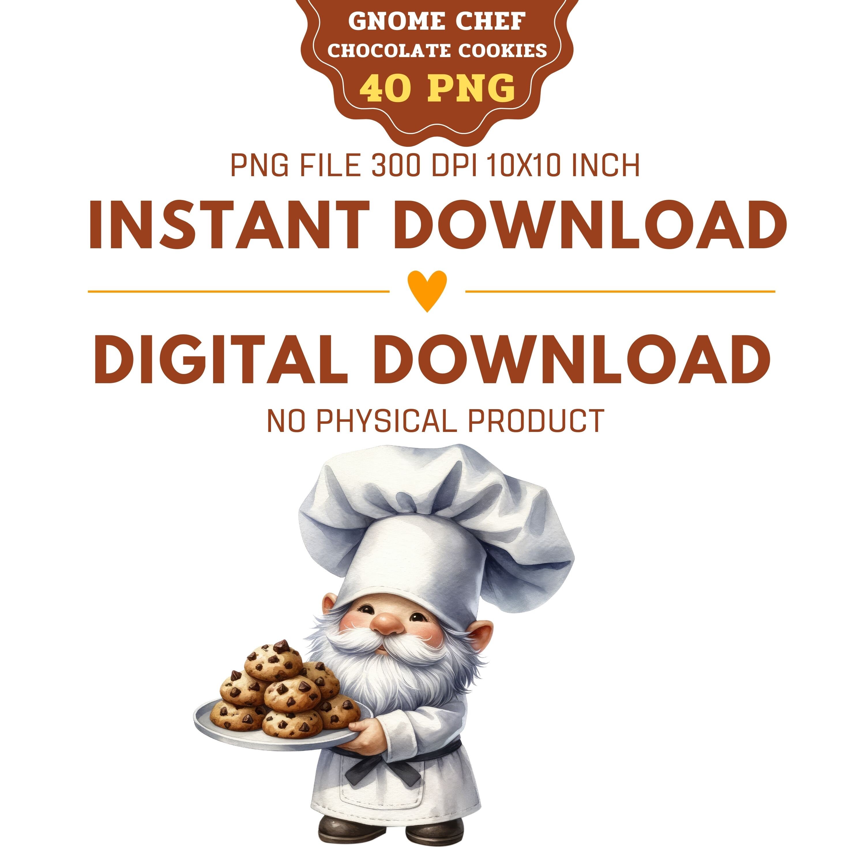 Chef Gnomes Watercolor Clipart PNG, Chocolate Chip Cookies Clipart ...