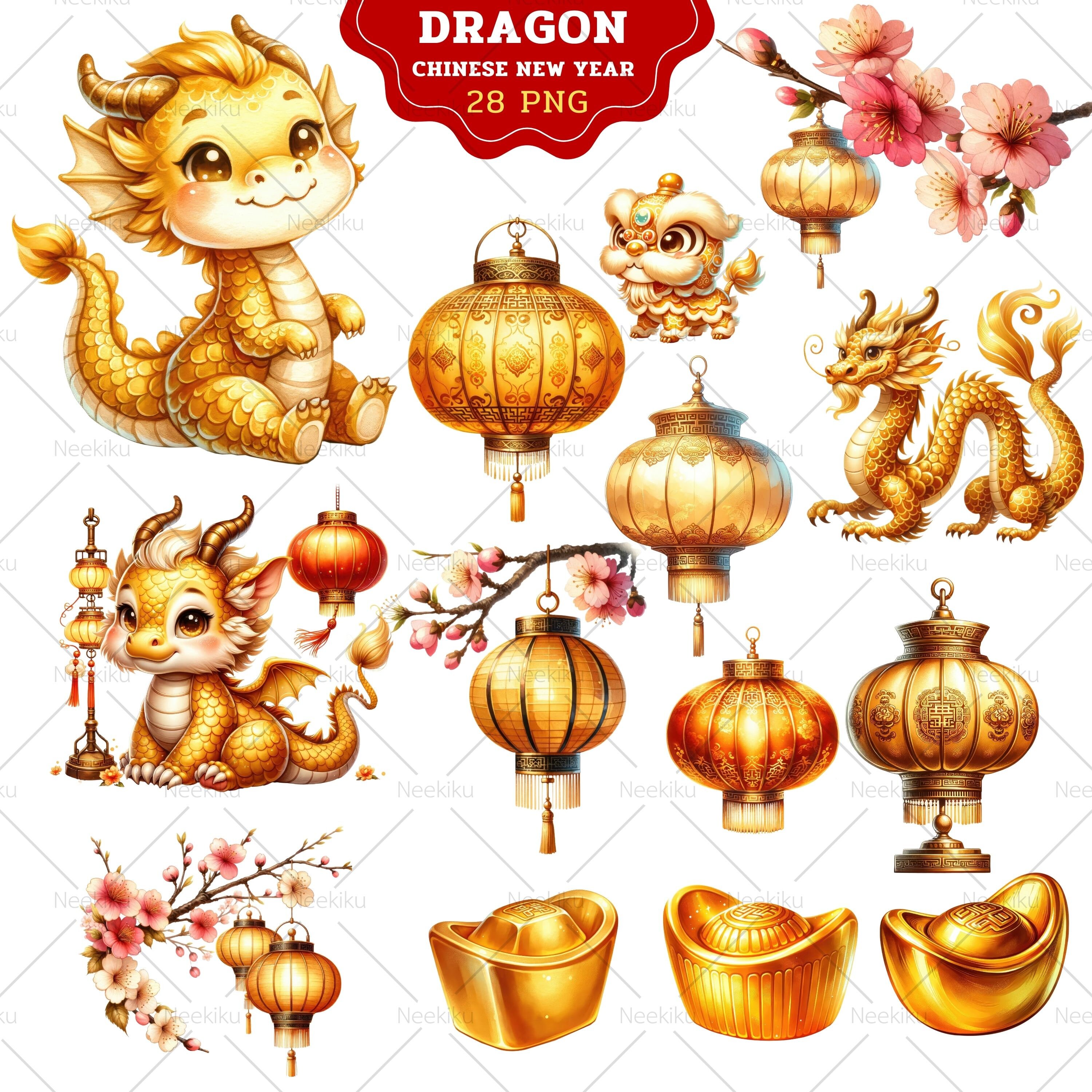 2024 Cute Dragon Clipart, Dragon for Kids, Chinese Lunar New Year ...