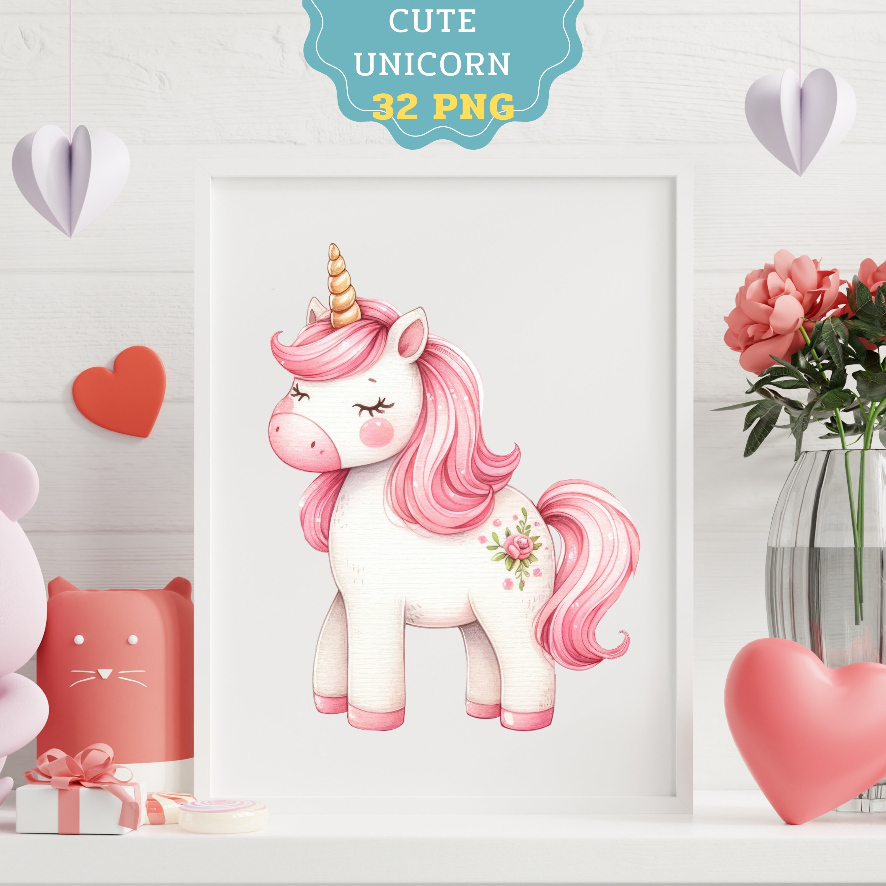 Rainbow Unicorn Clipart, Unicorn PNG, Magic Unicorn PNG, Nursery Art ...