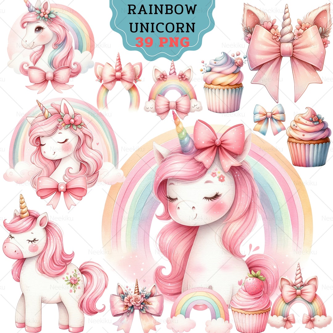 Rainbow Unicorn Clipart, Unicorn PNG, Magic Unicorn PNG, Nursery Art ...