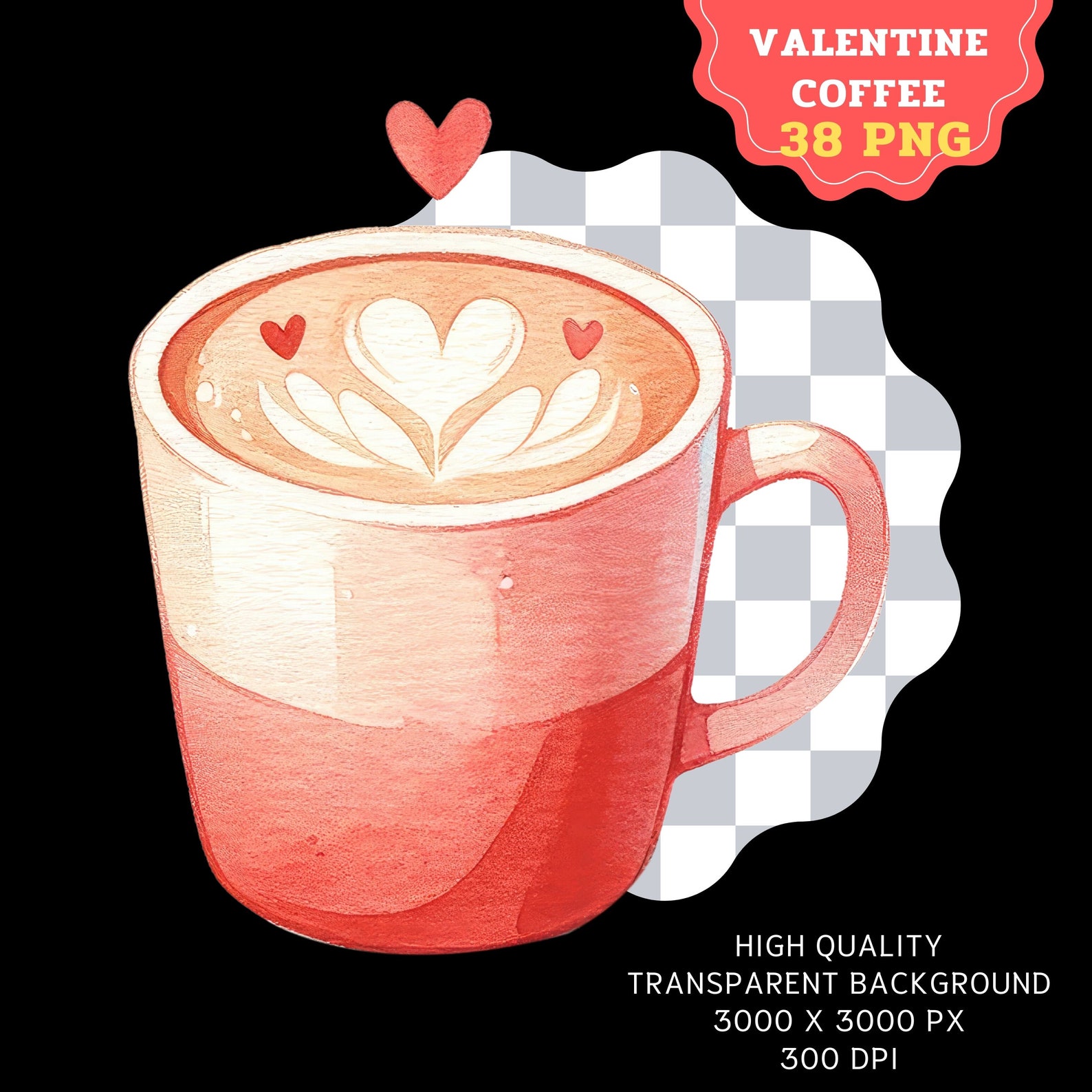 Valentine Coffee Clipart, Watercolor Coffee Mug, Coffee Lover, Latte ...