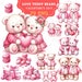Pink Valentine Teddy Bear Couple Clipart, Nursery Clipart, Valentine ...