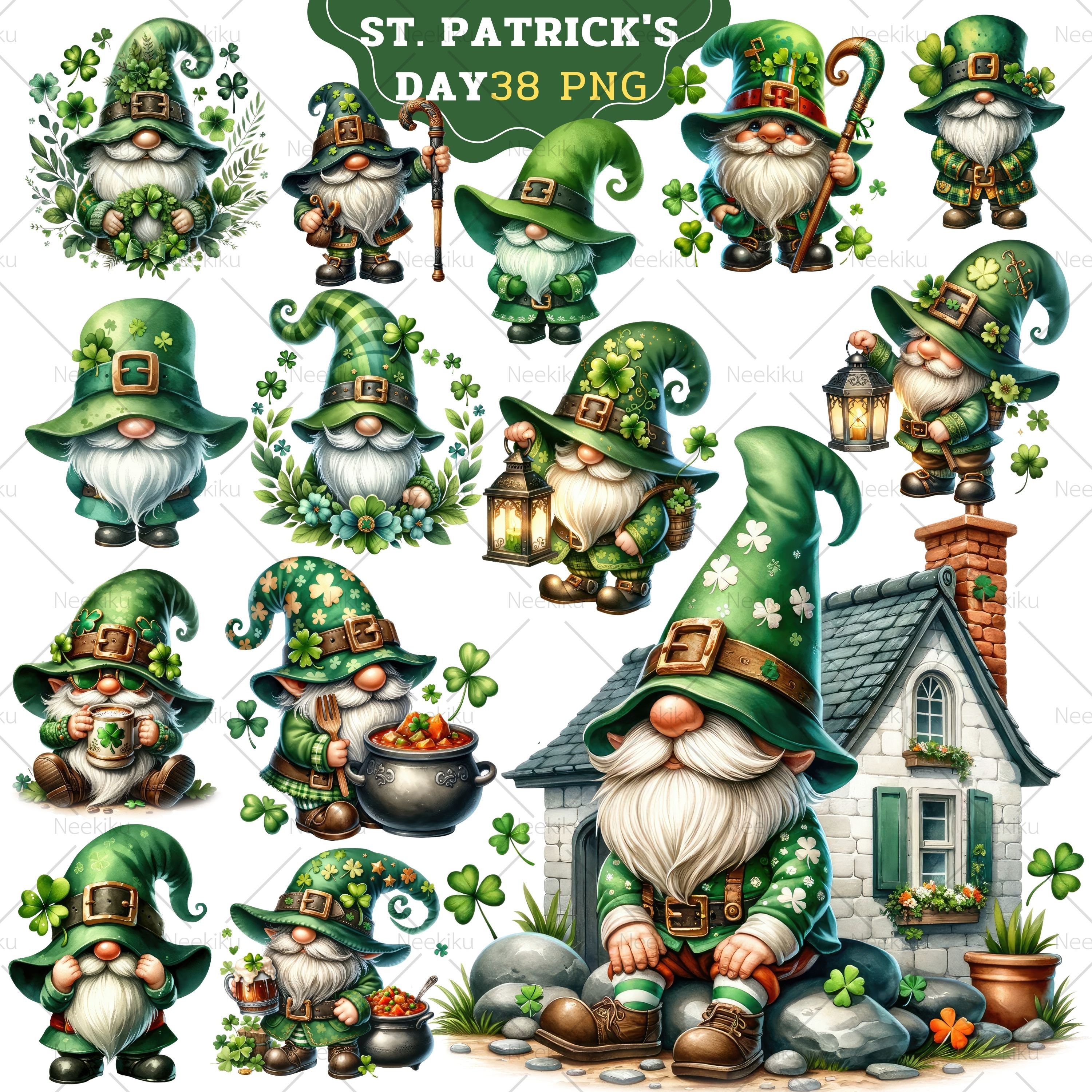 Lucky Gnomes St. Patrick's Day Clipart, Shamrock Clipart, Leprechaun ...