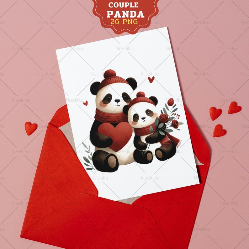 Valentine Cute Panda Clipart, Valentine Panda Clipart, Love Clipart ...