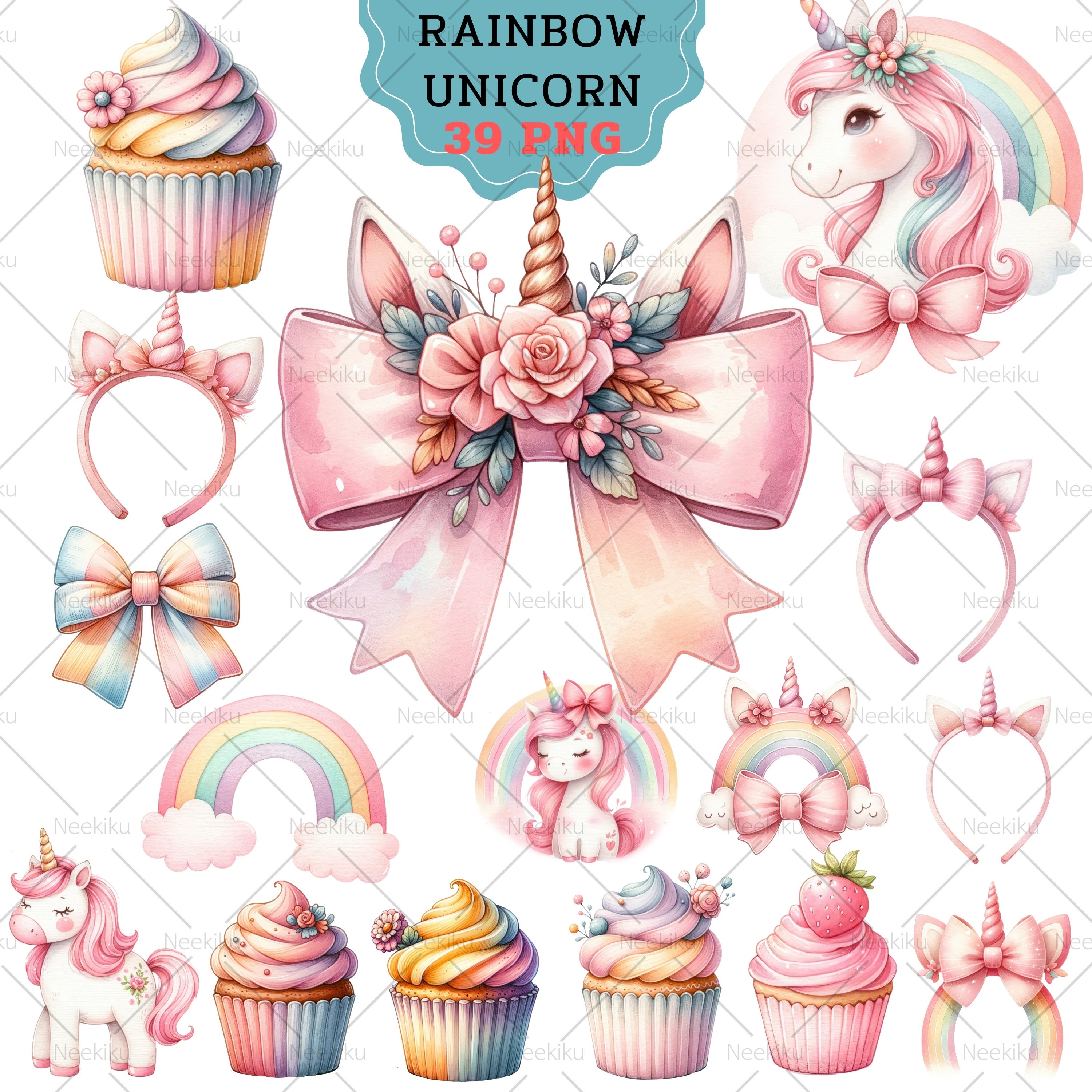 Rainbow Unicorn Clipart, Unicorn PNG, Magic Unicorn PNG, Nursery Art ...