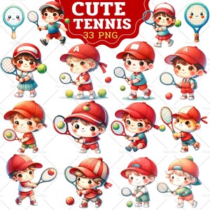 33 Tennis PNG Clipart Bundle, Watercolor Tennis Player, Tennis Clipart ...