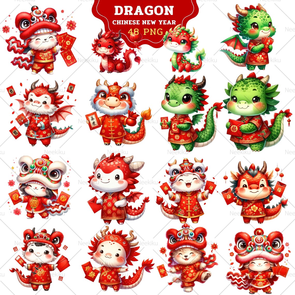 2024 Cute Dragon Clipart, Baby Dragon for Kids, Chinese Lunar New Year ...