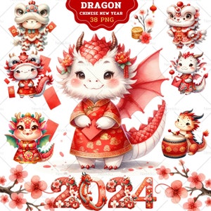 2024 Cute Dragon Clipart, Chinese Lunar New Year, Chinese New Year ...