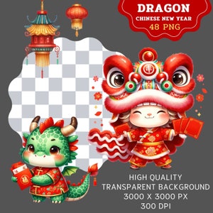 2024 Cute Dragon Clipart, Baby Dragon for Kids, Chinese Lunar New Year ...
