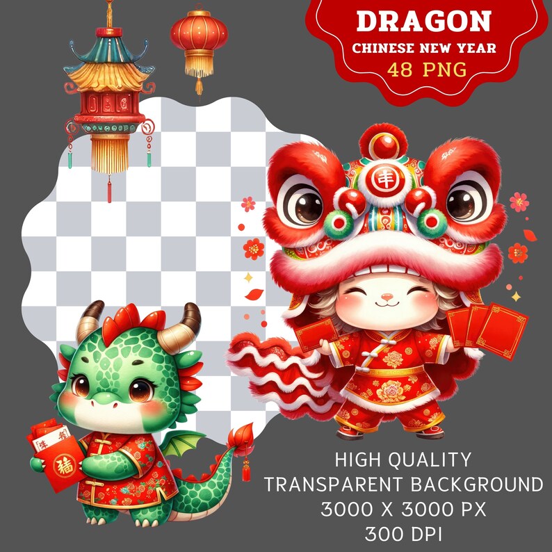2024 Cute Dragon Clipart, Baby Dragon for Kids, Chinese Lunar New Year ...