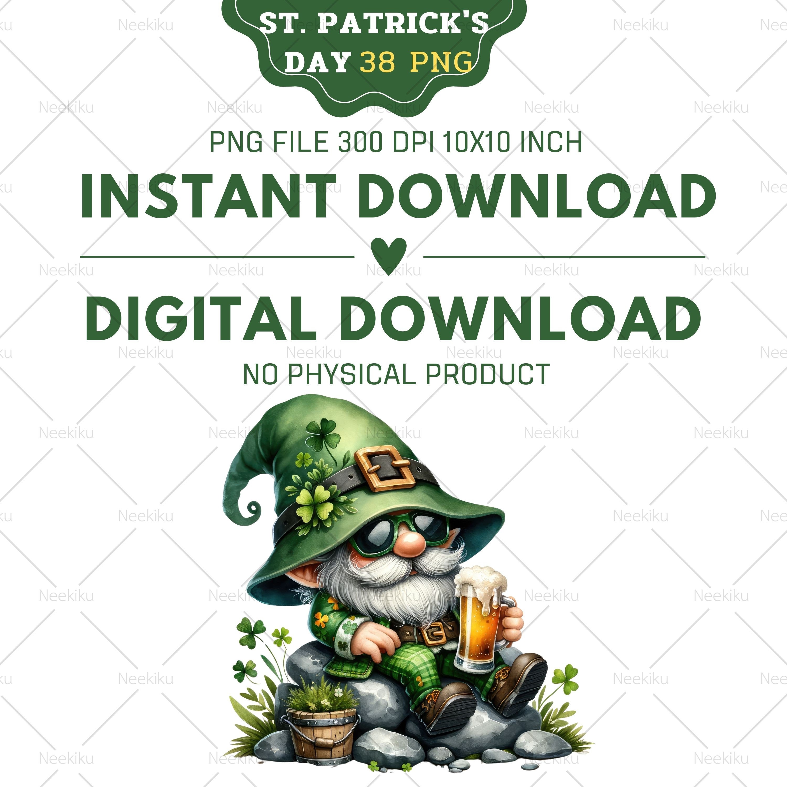 Watercolor St. Patrick's Day Gnomes Clipart: Irish Shamrock PNG ...