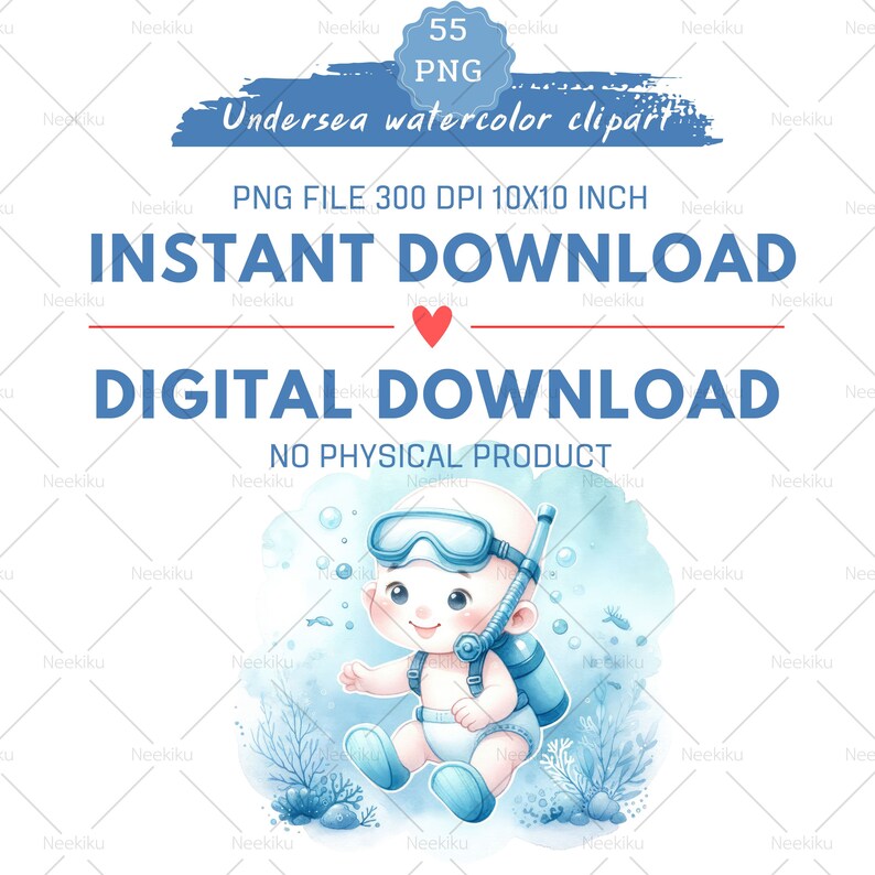 Undersea Watercolor Clipart, Nursery Decor, Baby Wall Art, Cute Ocean ...