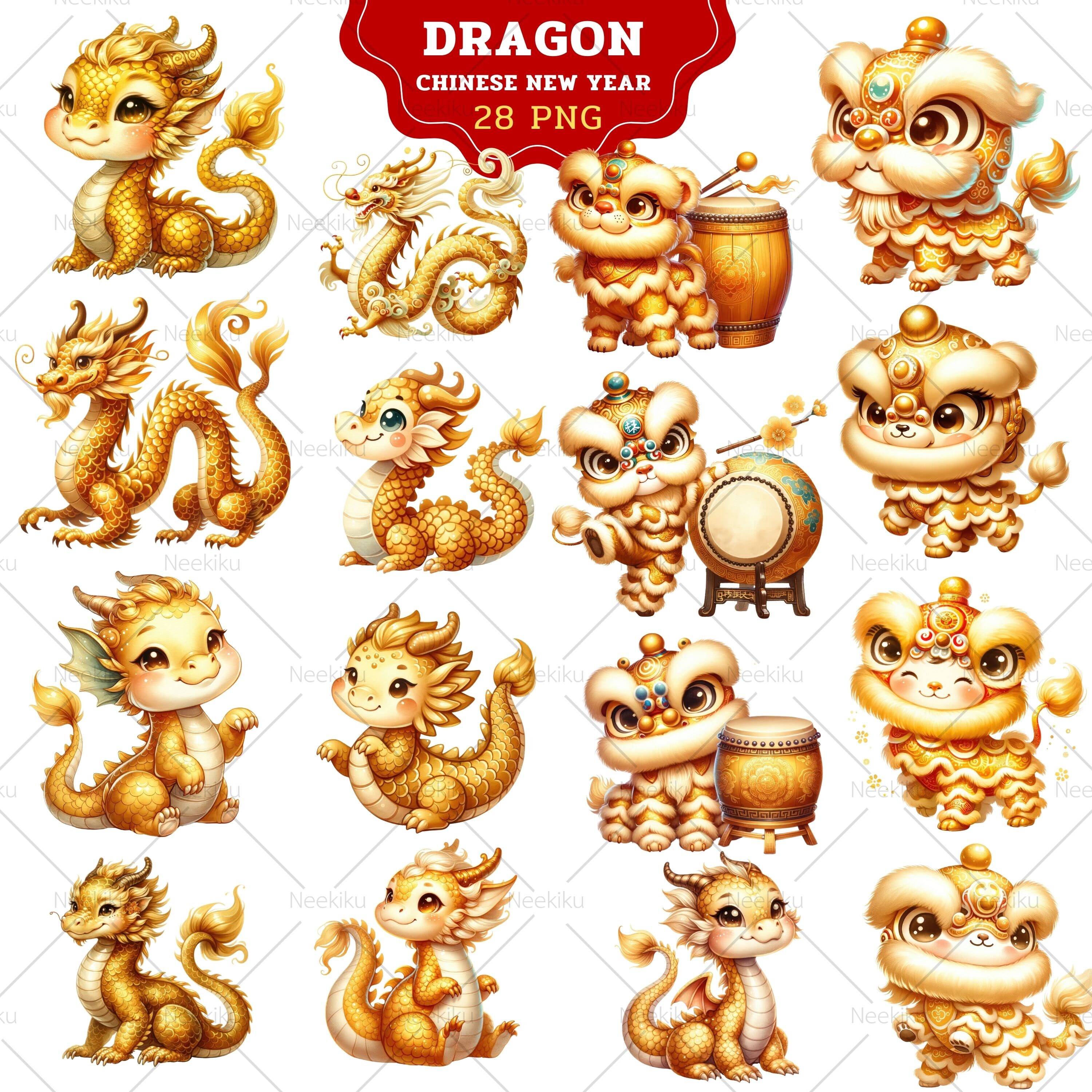 2024 Cute Dragon Clipart, Dragon for Kids, Chinese Lunar New Year ...