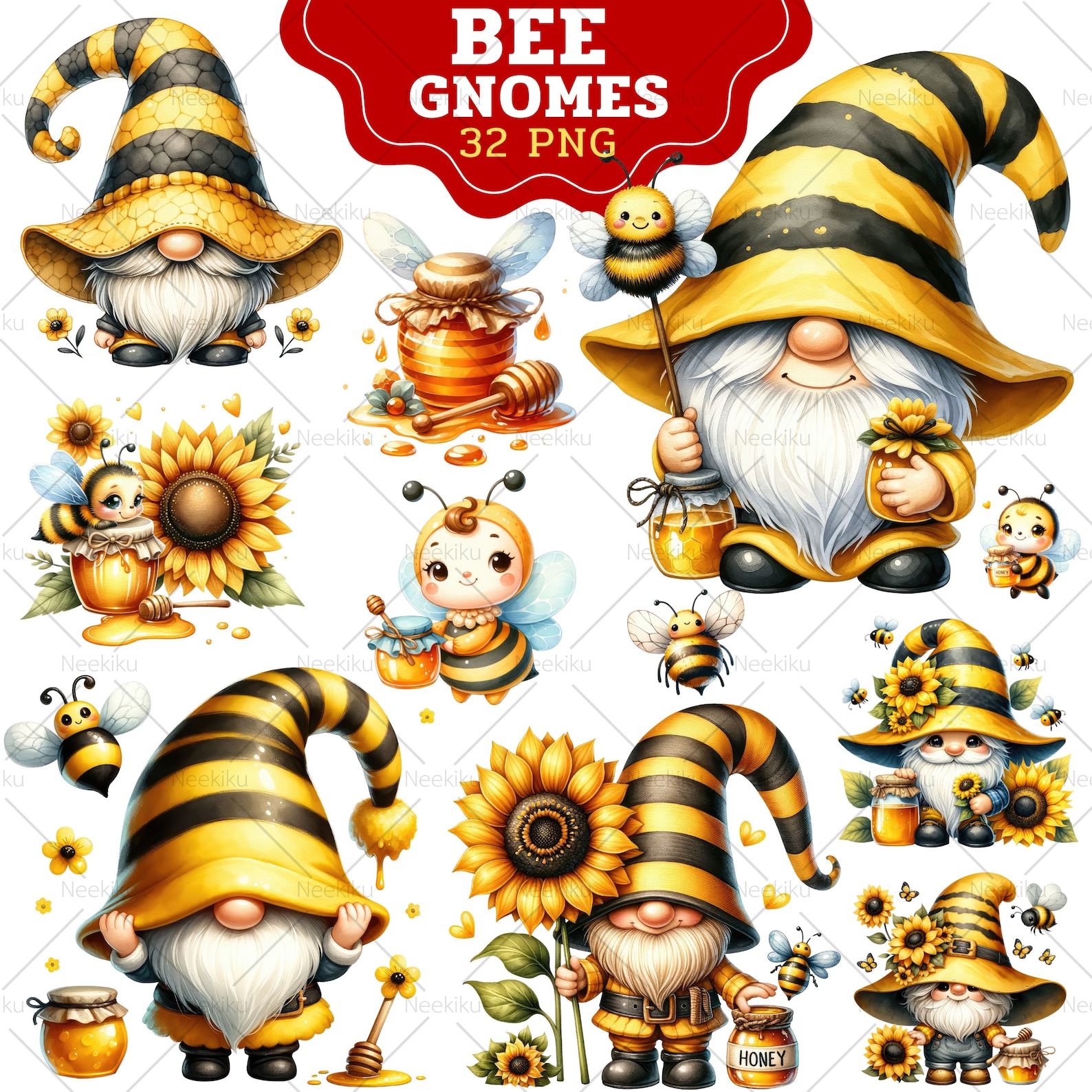 Bee Gnomes Png, Sunflower Gnomes Png, Summer Clipart, Bundle Collection ...