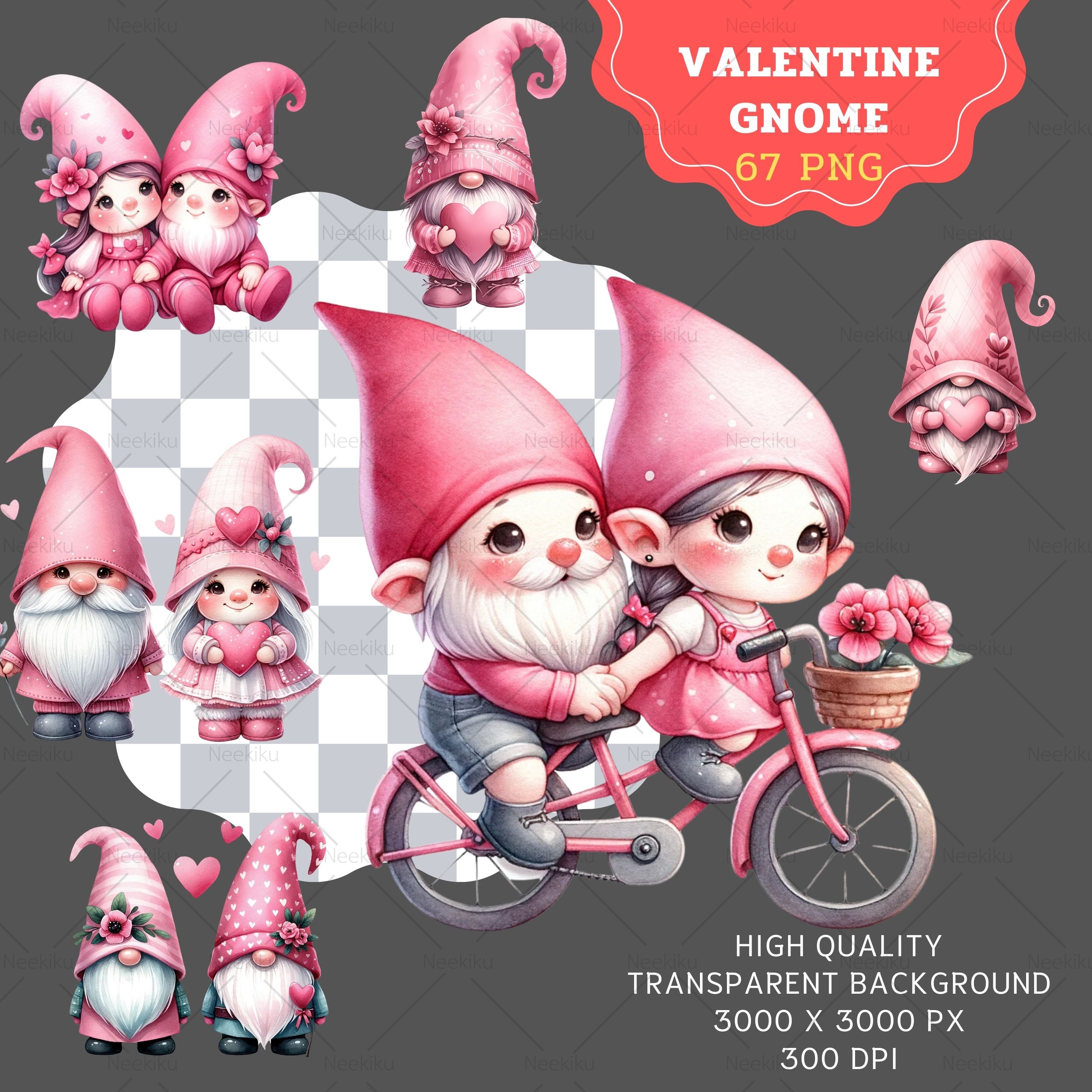 Watercolor Valentines Gnomes Clipart, Gnomes PNG, Valentines Day ...